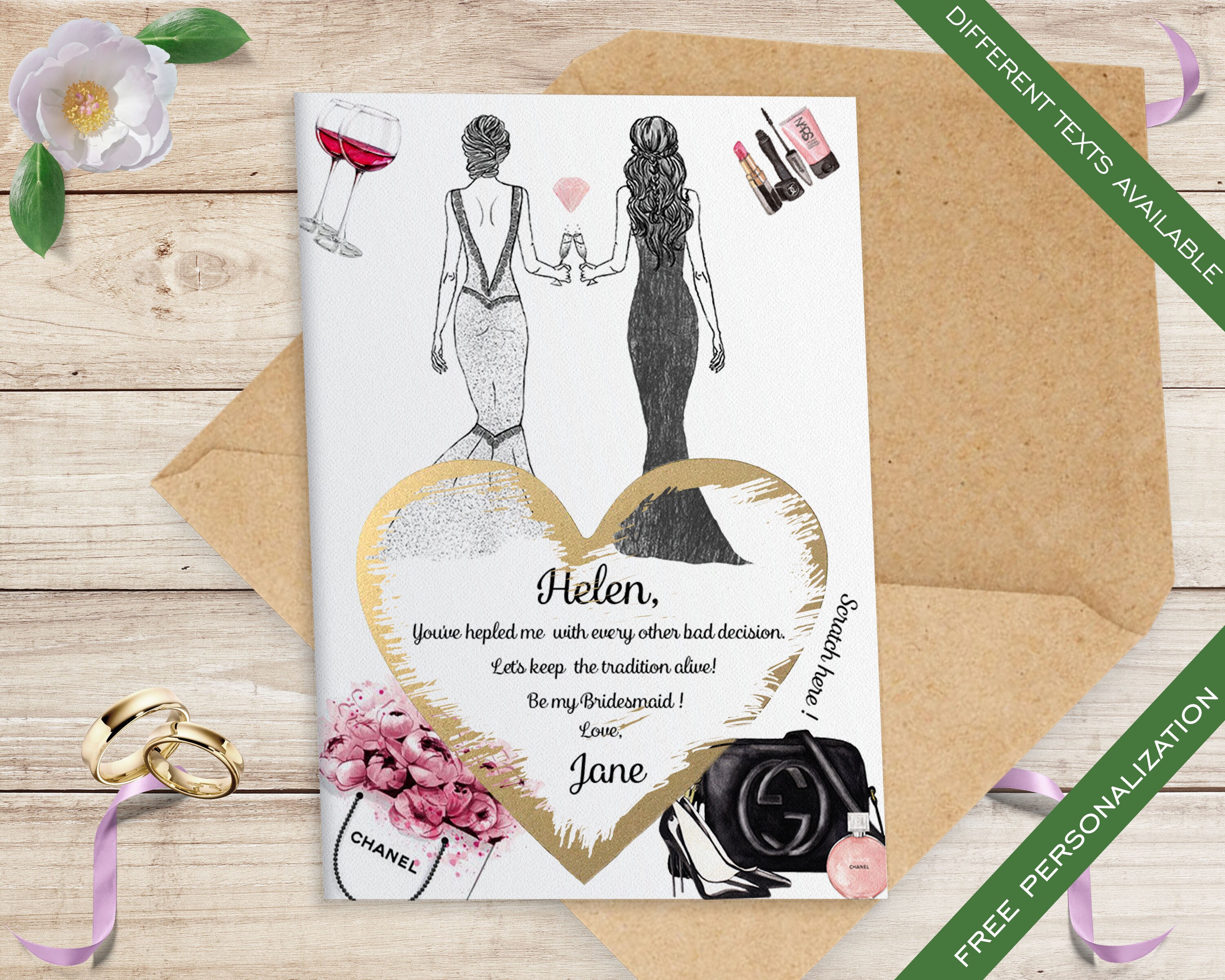 Serás mi tarjeta de dama de honor de la dama de honor de la carta de la ...