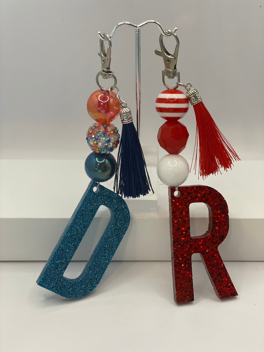 Glittery Letter, Initial Zipper Pull/keychain/bag Tag - Etsy