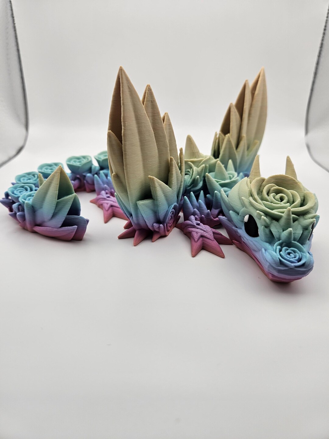 Rainbow Rose Dragon | Color Order May Vary | 3D Printed Articulating ...