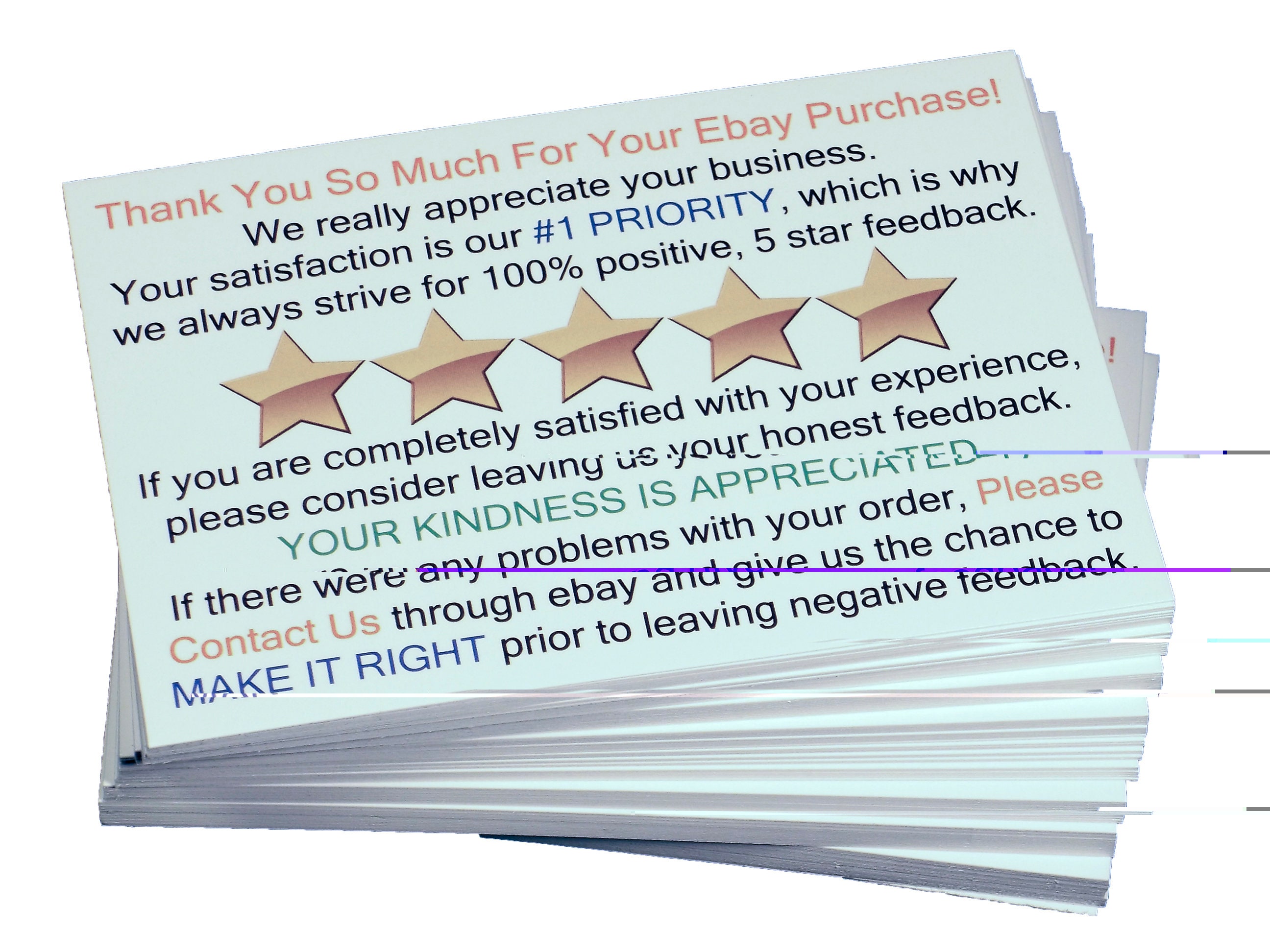 Thank You for Your Purchase and Feedback Request Package Insert Cards ...