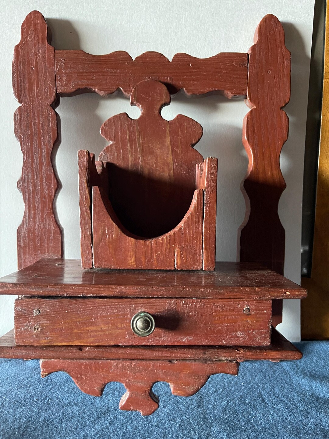 Antique Handmade Wooden Wall Pocket - Etsy