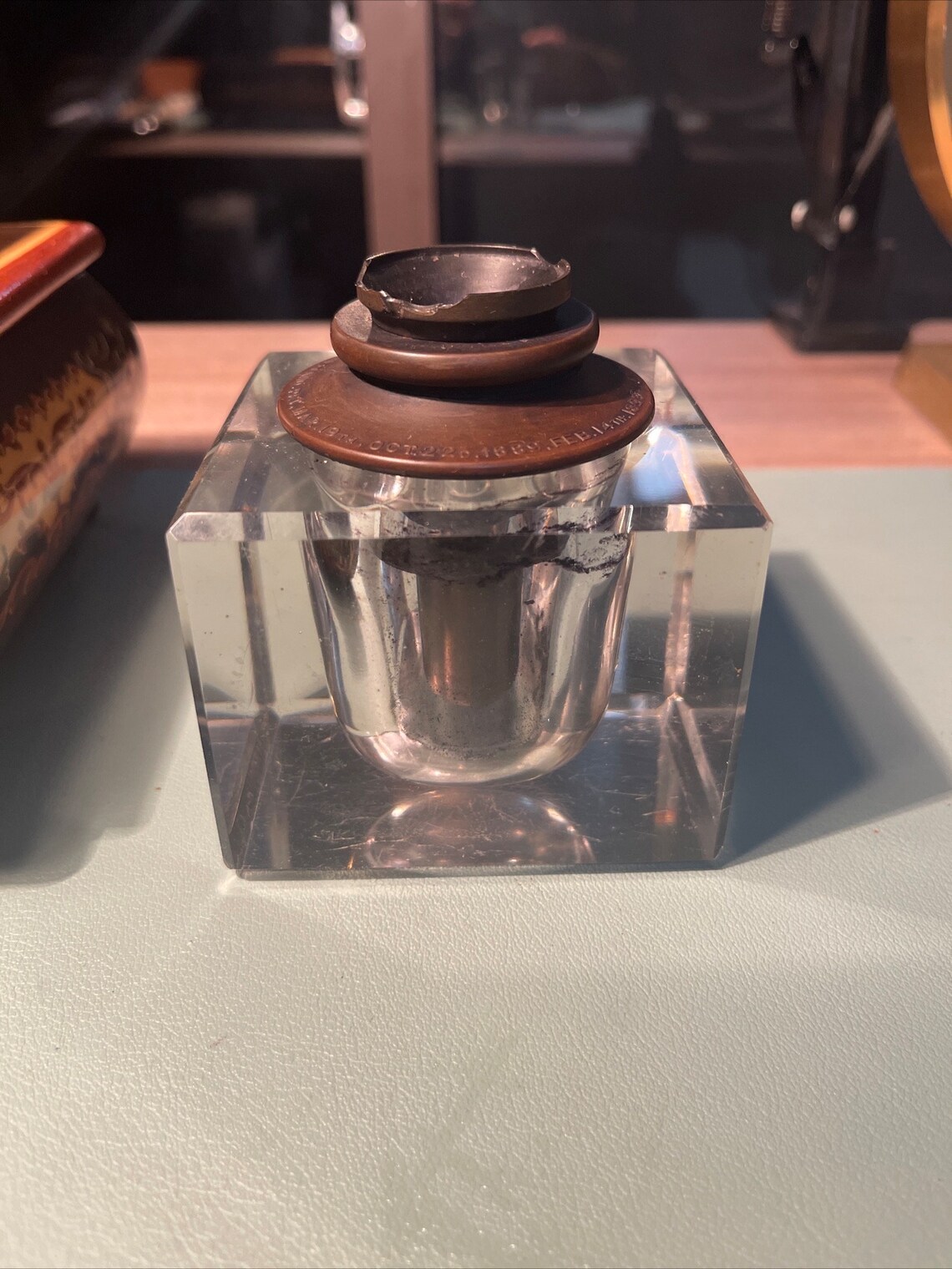 Antique 1889 New York Davis Cristal Glass Square Style Inkwell - Etsy