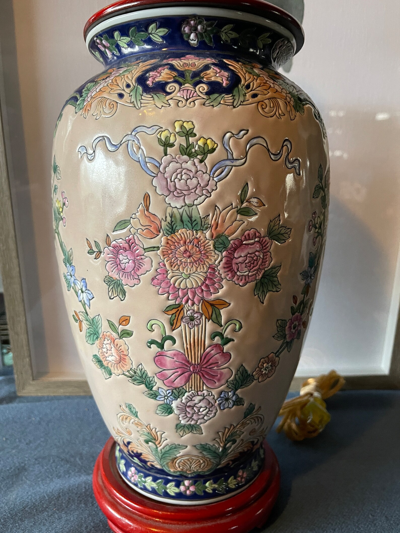 Porcelain Asian Lamp Floral Designs - Etsy