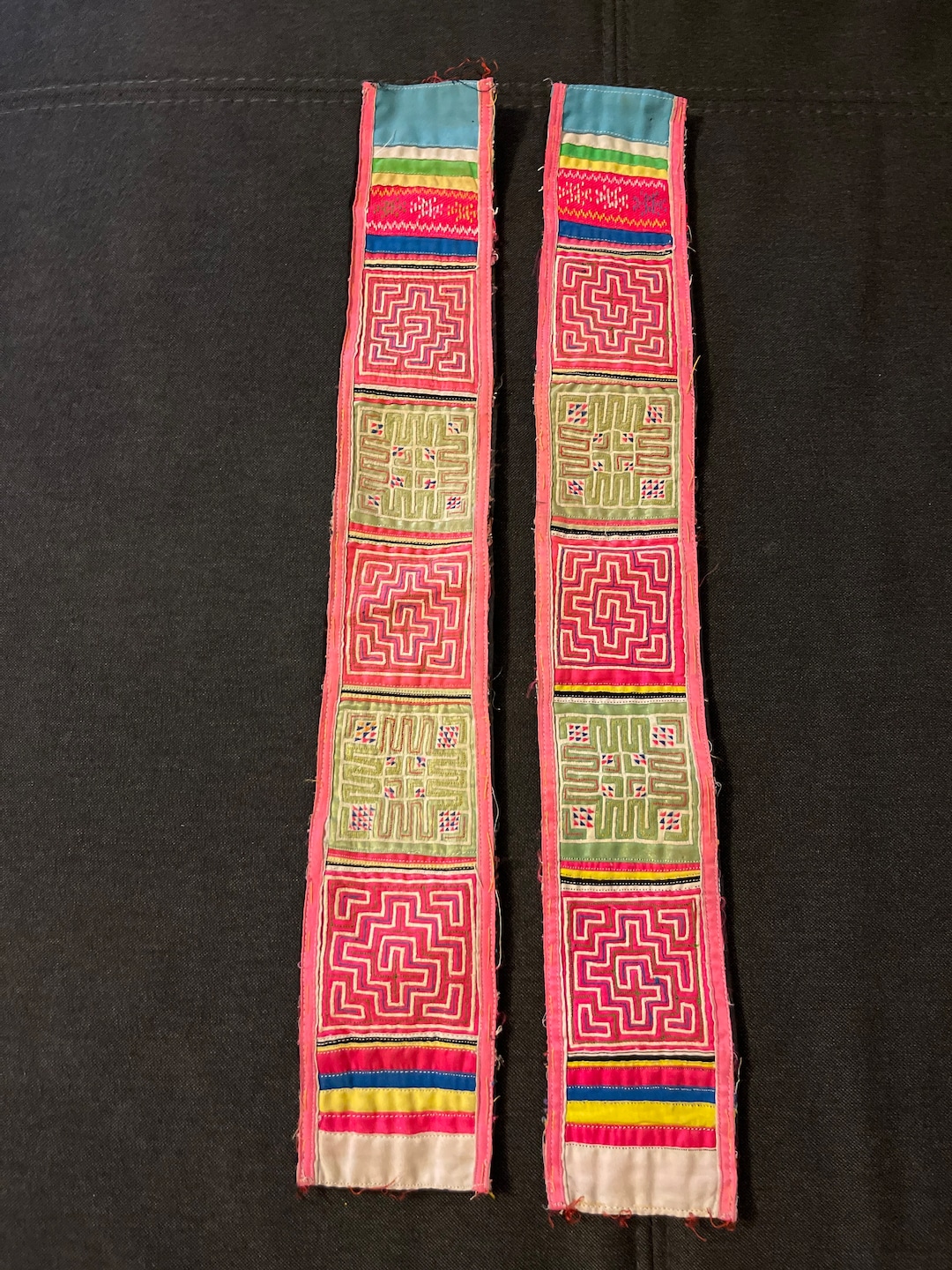 PAIR - VINTAGE Hmong Textile - Embroidery Hmong Tapestry - Ethnic ...