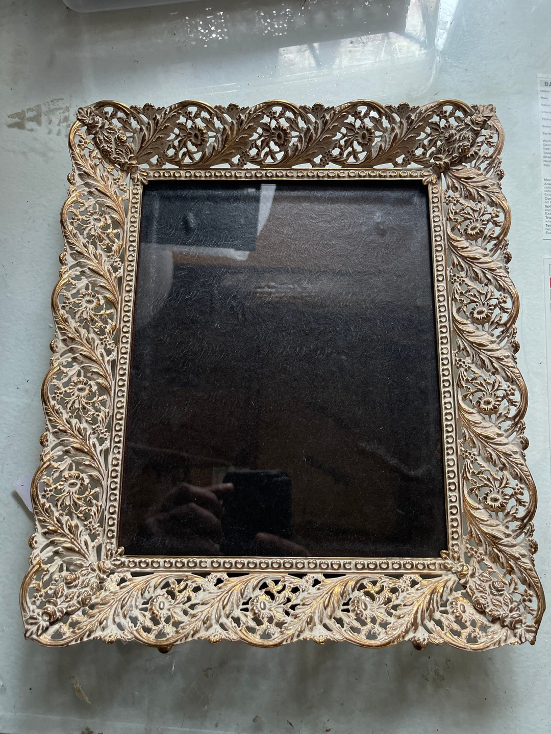 Vintage Filigree White Wash/ Gold Metal Picture Frame - Etsy