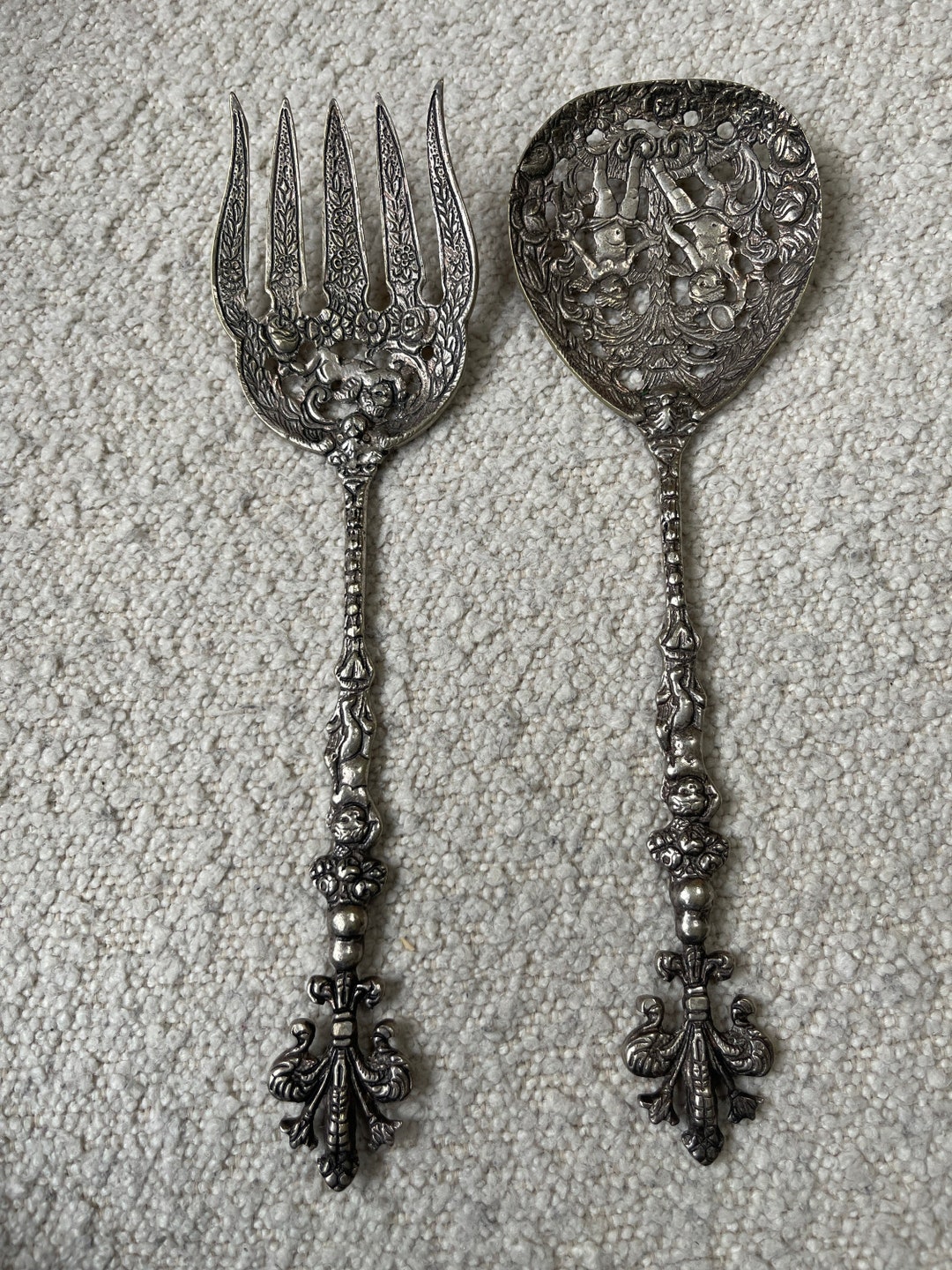 Vintage Ornate Silverplate Salad Set Ugo Bellini Italy - Etsy