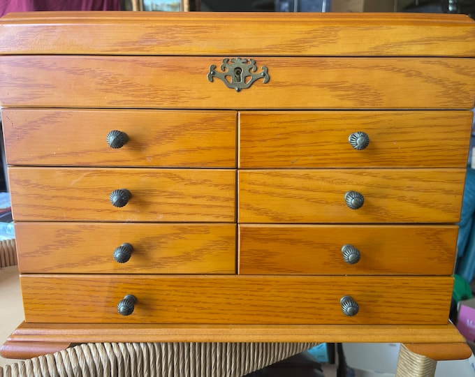 Thomas Pacconi Museum Series Wood Chest Jewelry Box 7 Drawers Velvet ...