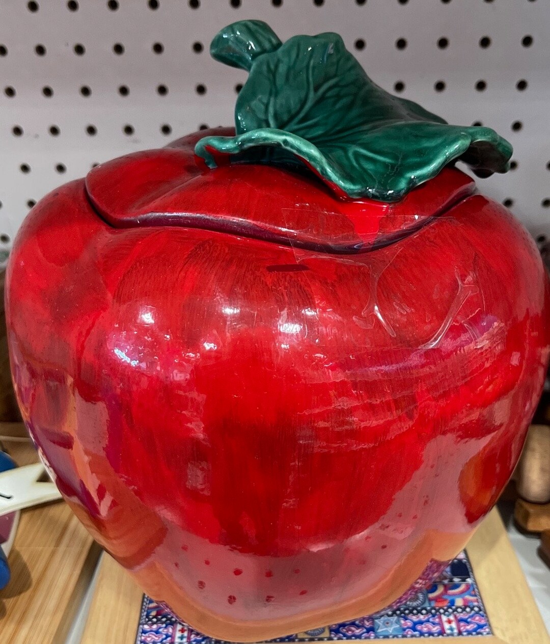 Vintage USA Ceremic Red Color Apple Jar - Etsy