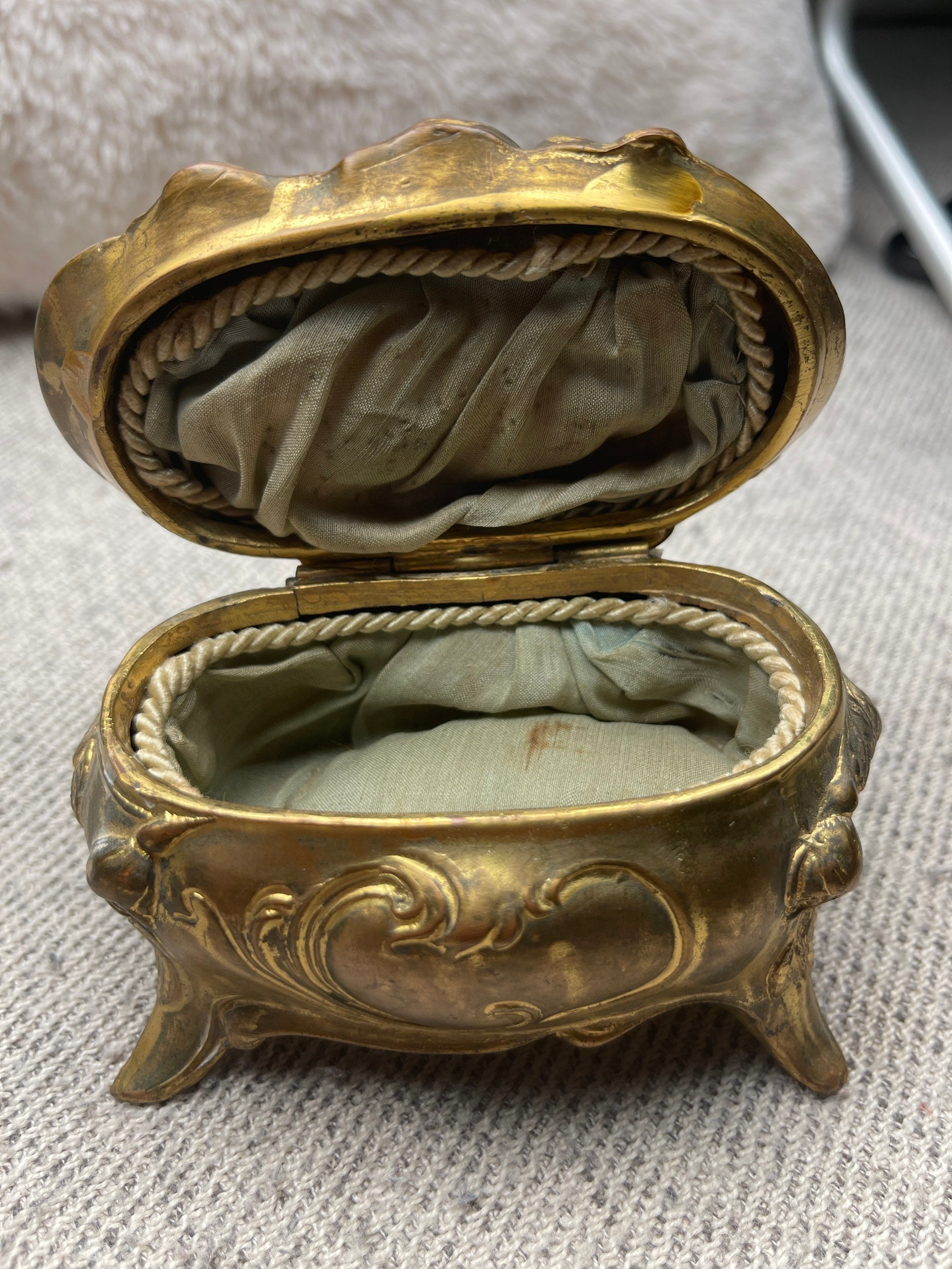 Antique Victorian Golden Art Nouveau Vermeil Jewelry Box 5X - Etsy