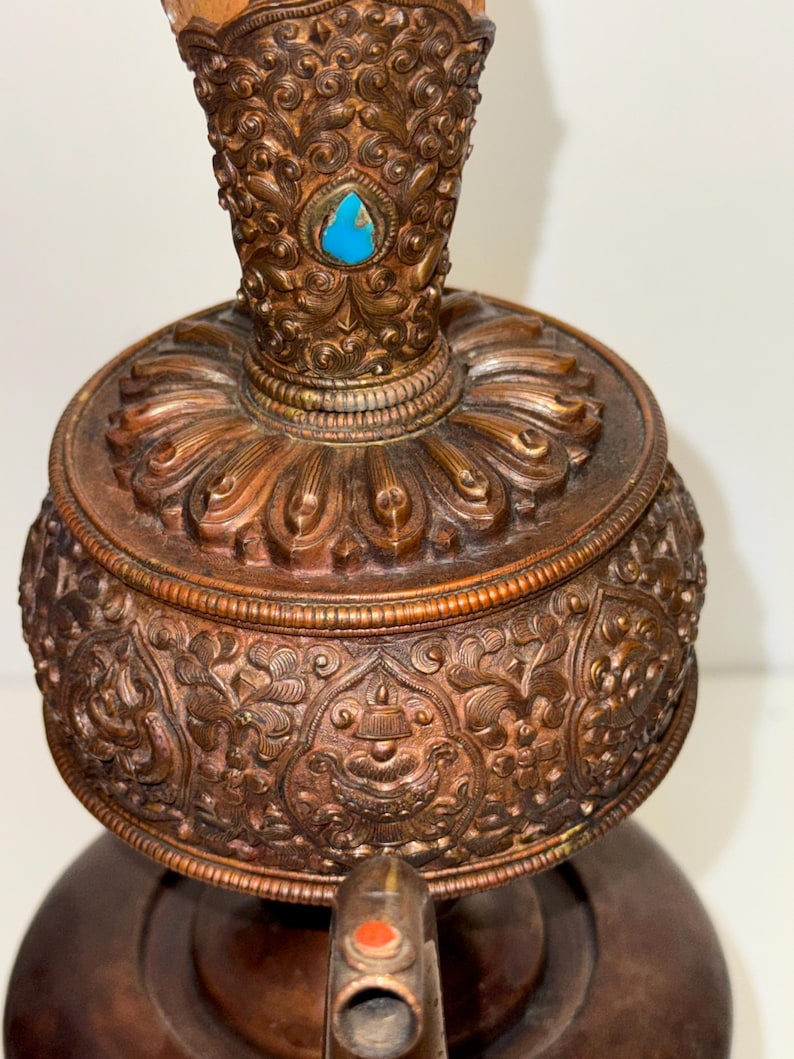 Antique Tibetan Bumpa Buddhist Ritual Prayer Copper Brass Fat Lamp 19th ...
