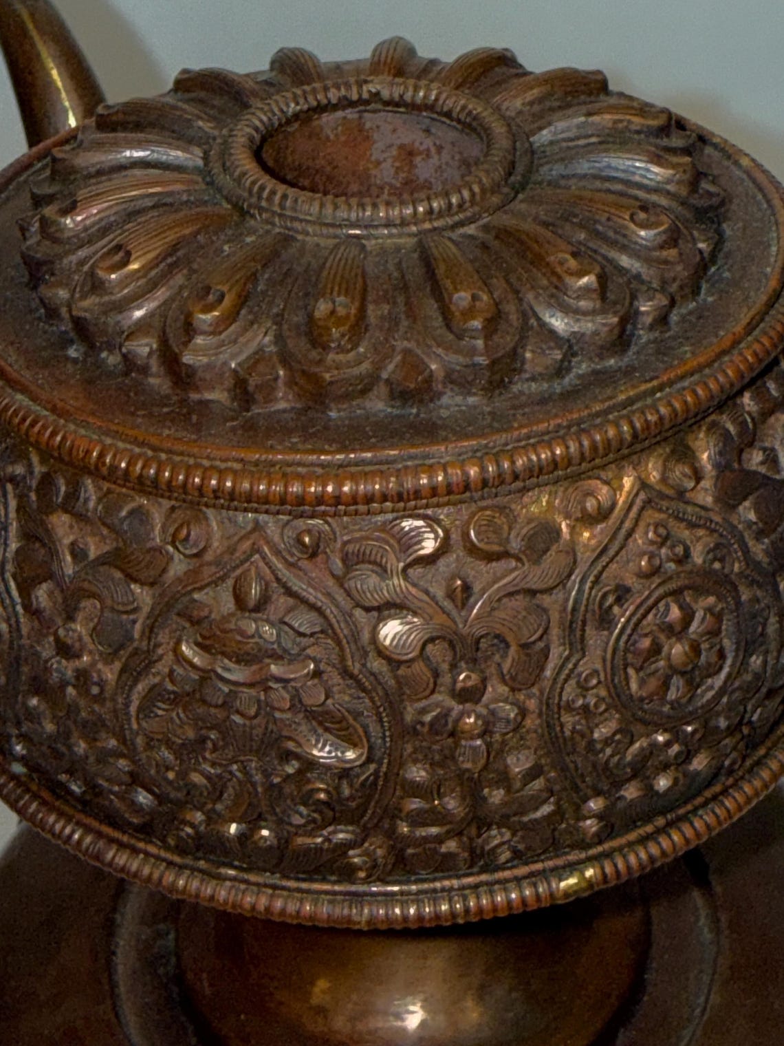 Antique Tibetan Bumpa Buddhist Ritual Prayer Copper Brass Fat Lamp 19th ...