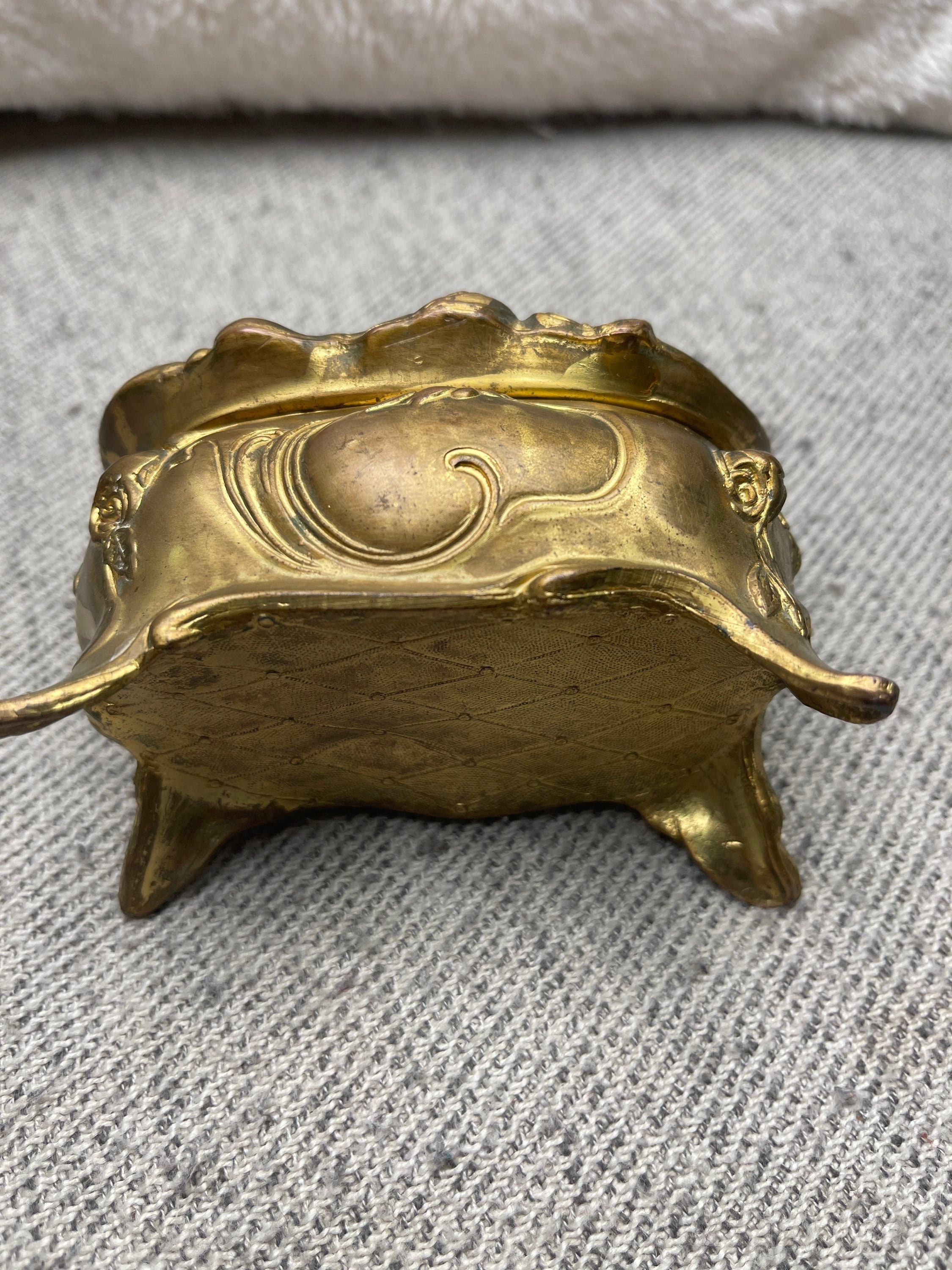 Antique Victorian Golden Art Nouveau Vermeil Jewelry Box 5X - Etsy