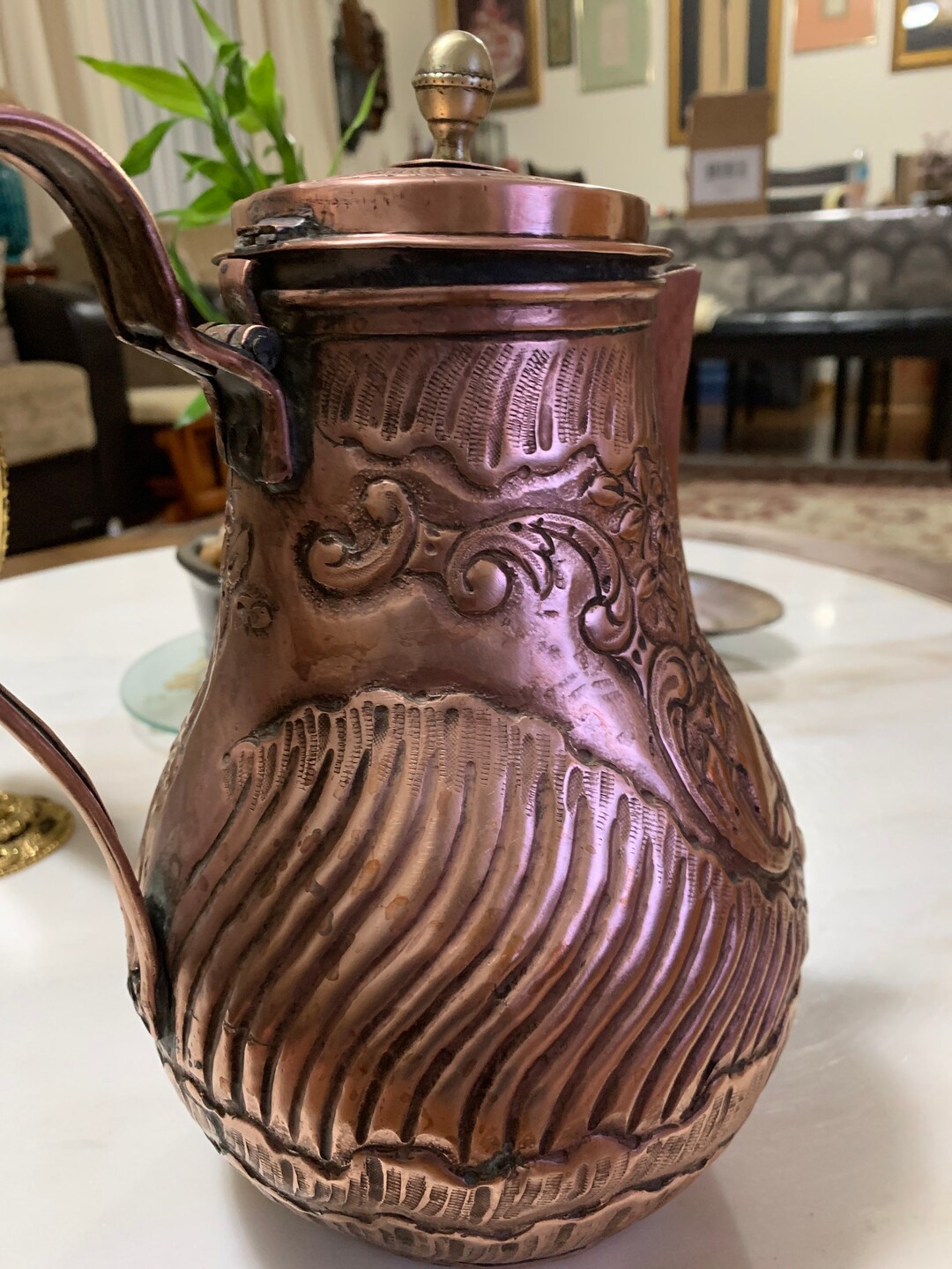 Antique Art Nouveau Style, Solid Copper Coffee Tea Teapot or Wase ...