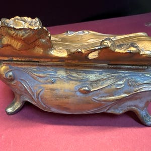 Antique Victorian Vermeil Jewelry Box: Art Nouveau Rose Design - Etsy