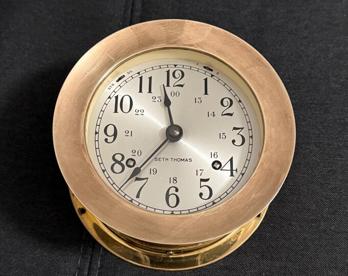 Seth Thomas Ship’s Bell Nautical Clock in Brass Case Germany Movement ...