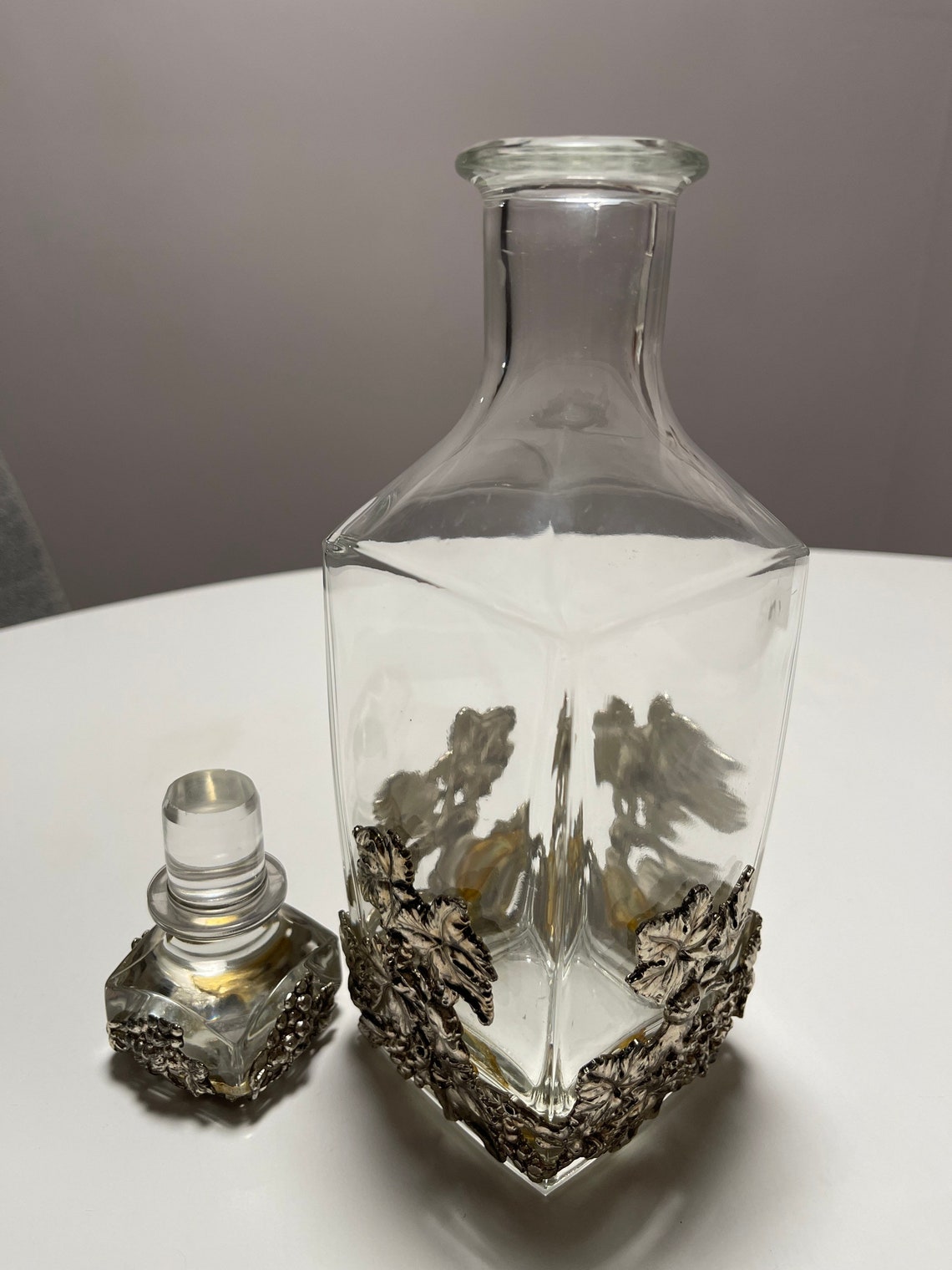 Arthur Court Aluminum Rabbit & Grapes Glass Decanter With - Etsy