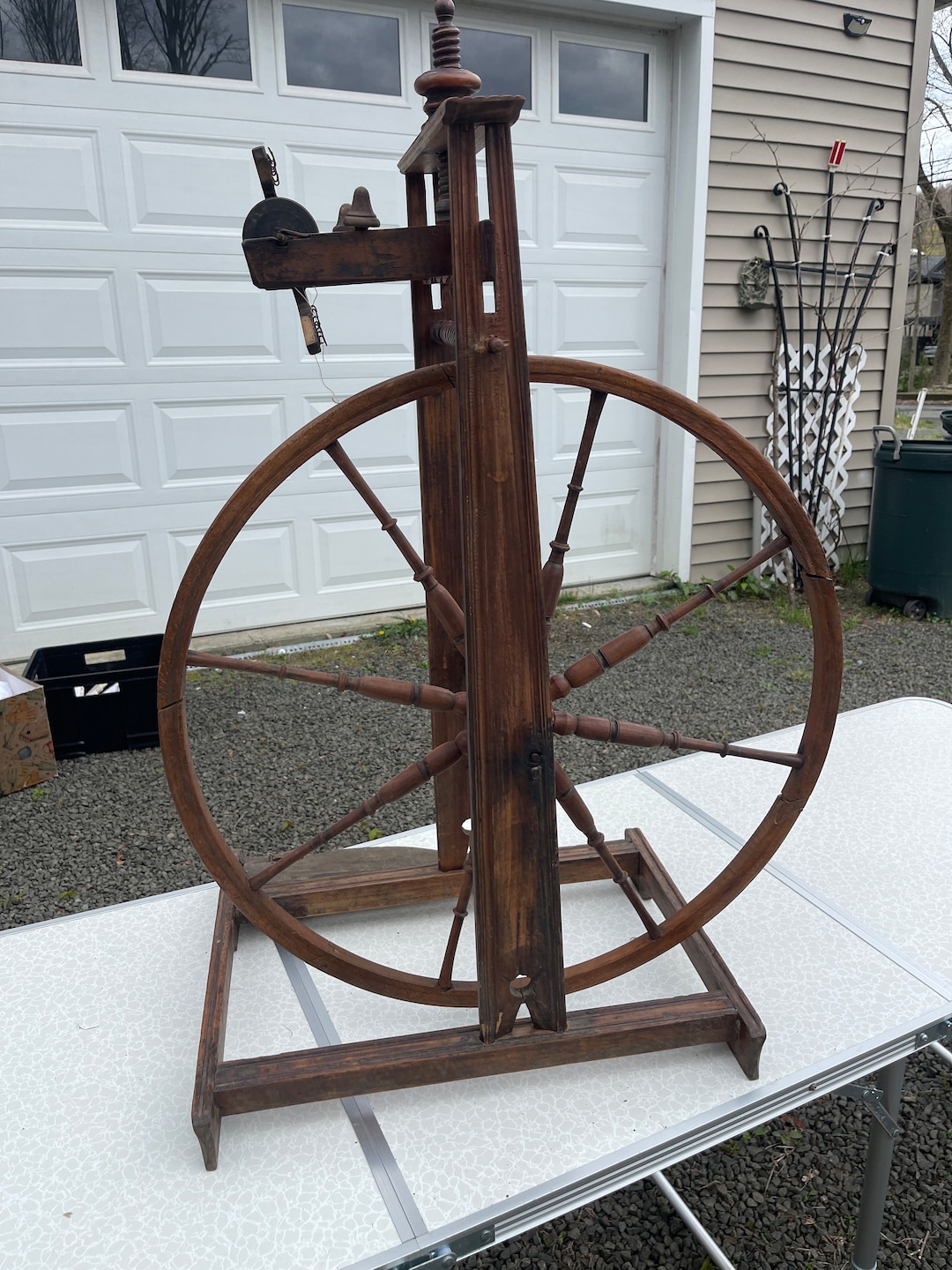 Antique 1869 Wooden Handmade Spinning Wheel - Etsy