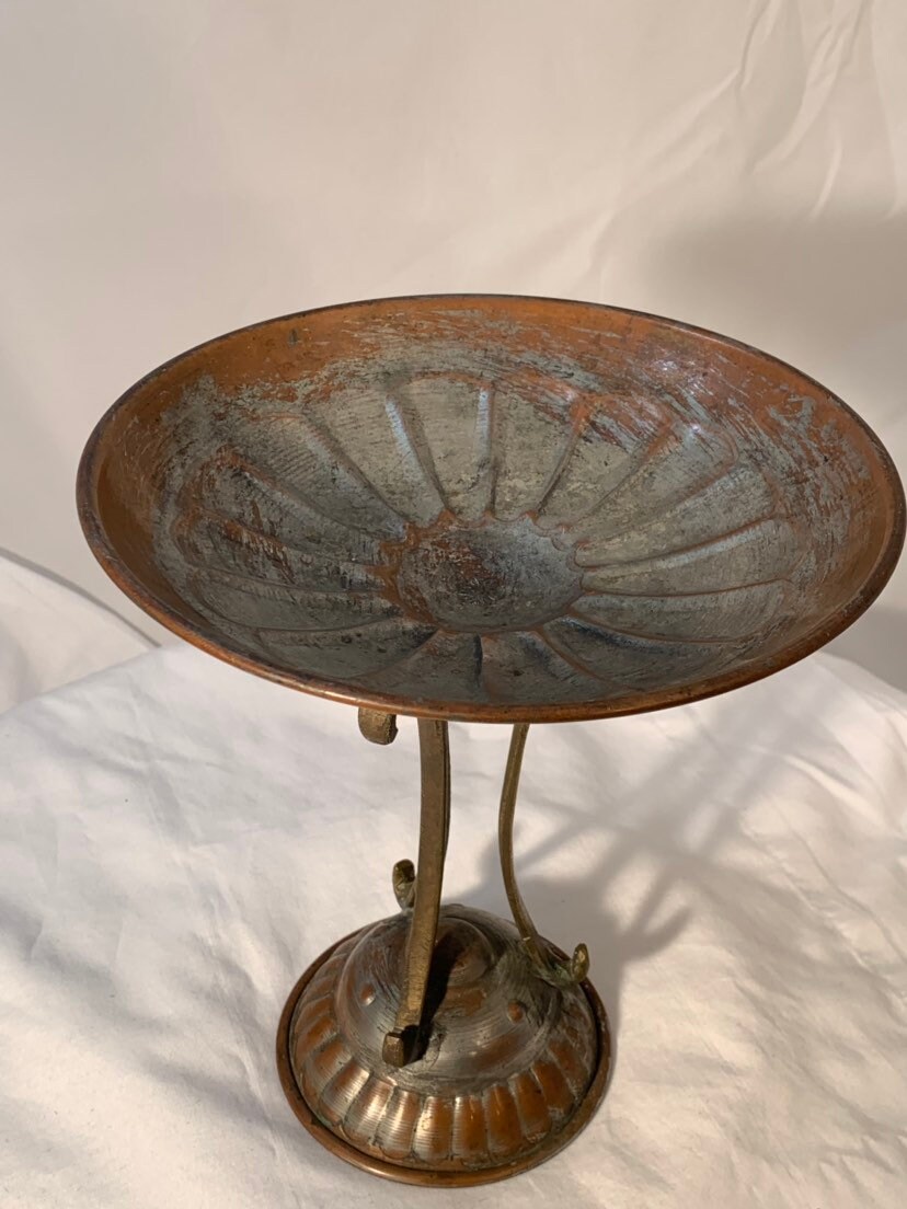Vintage Handmade Decorative High Foot Copper Plate - Etsy