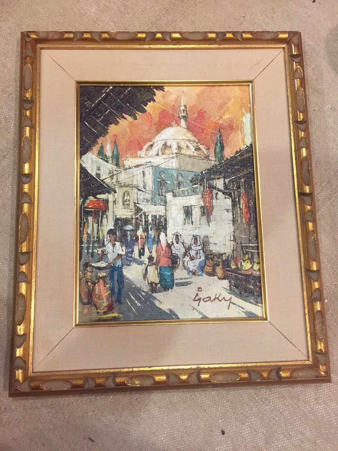 Original Oil Painting Landscape From Acre City at Near Jarusalem Signed ...