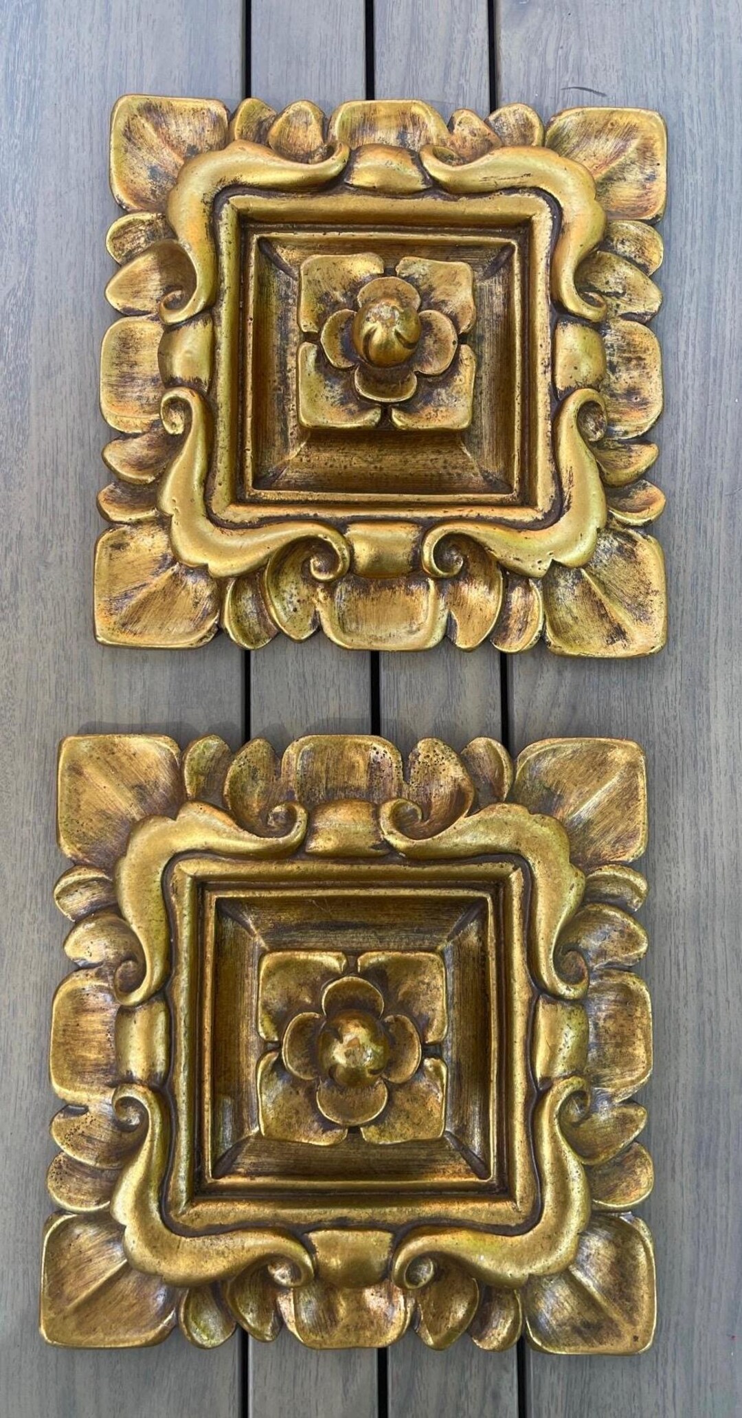 Pair Embossed Gold Color Ornate Wall Hanging - Etsy