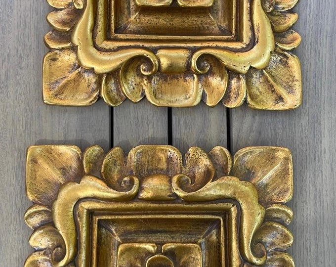 Pair Embossed Gold Color Ornate Wall Hanging - Etsy