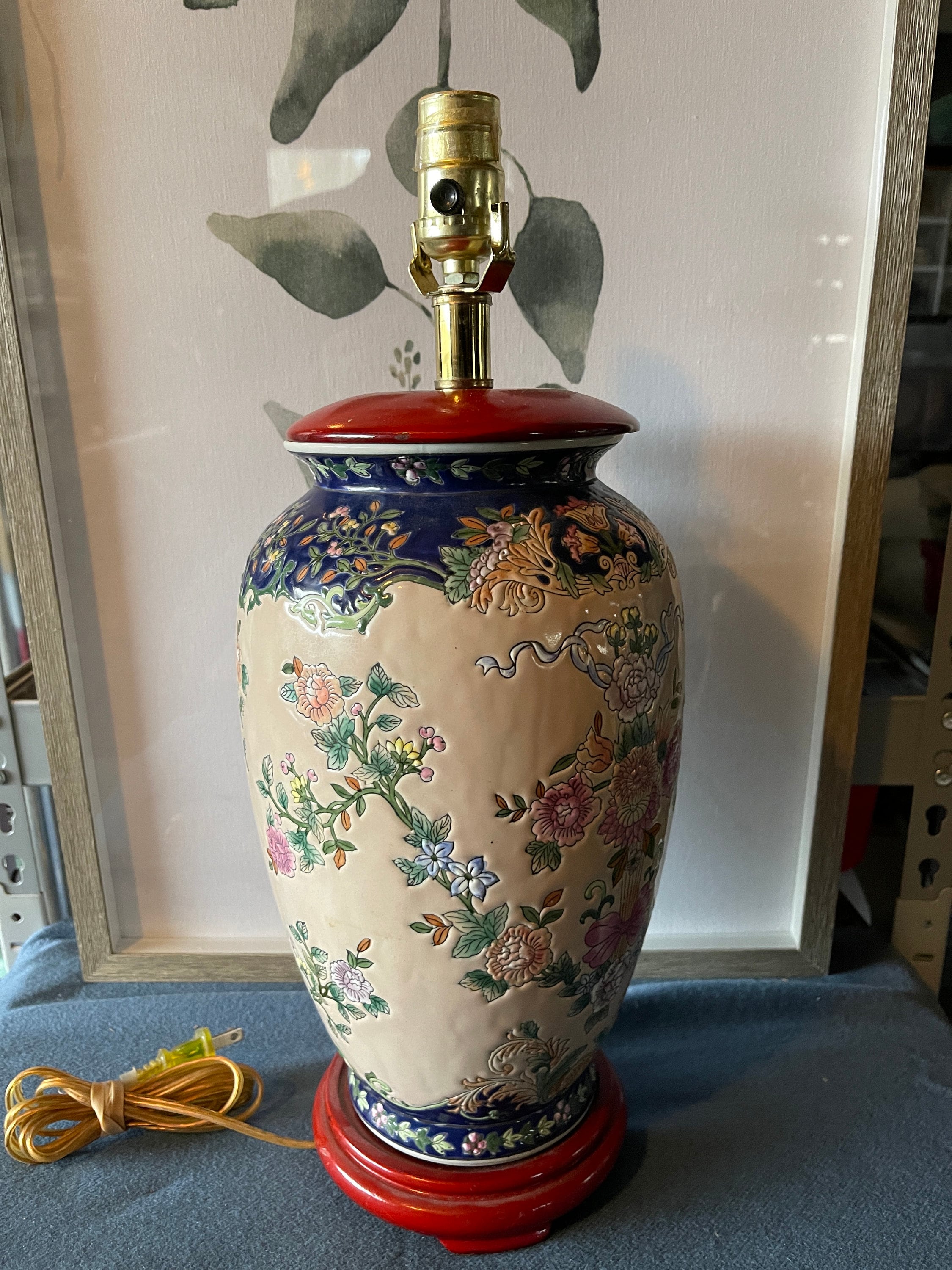 Porcelain Asian Lamp Floral Designs - Etsy