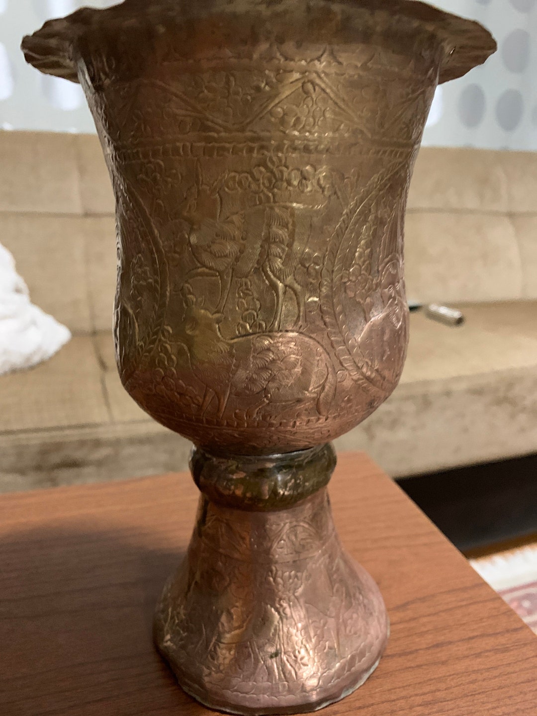 Antique Indian Copper Bowl: Hand Carved Religious Goblet - Etsy