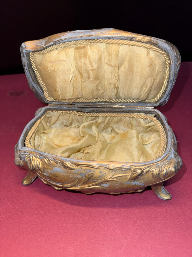 Antique Victorian Vermeil Jewelry Box: Art Nouveau Rose Design - Etsy