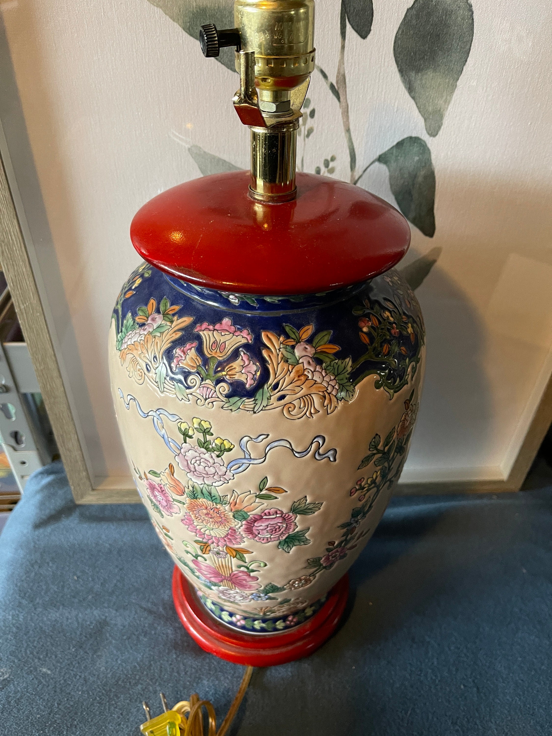 Porcelain Asian Lamp Floral Designs - Etsy