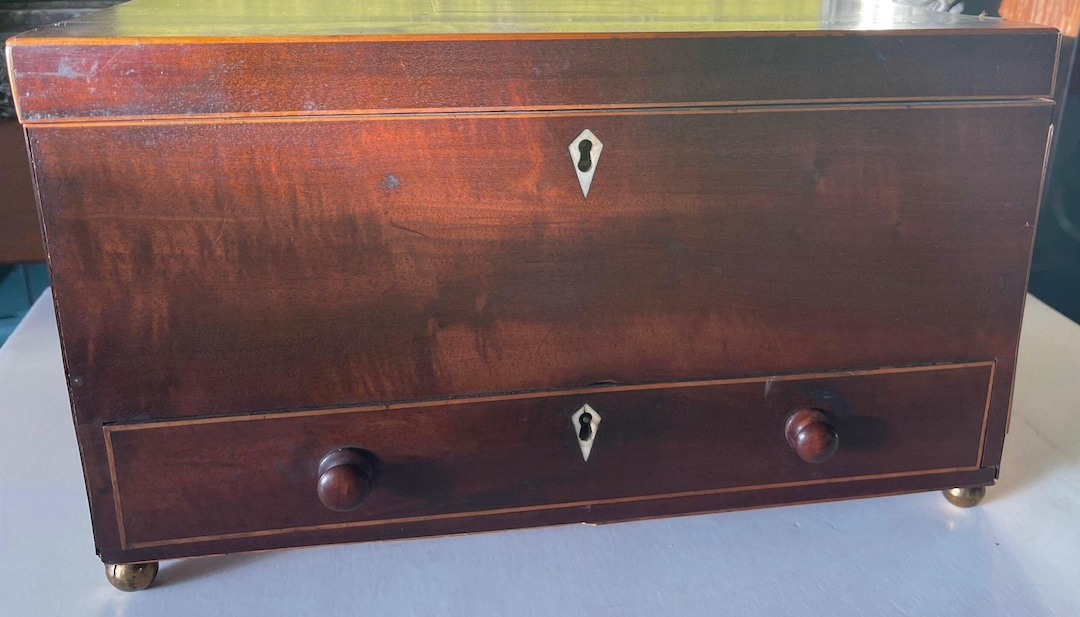 Antique Victorian Era Wooden Writing Box With Drawer - Etsy