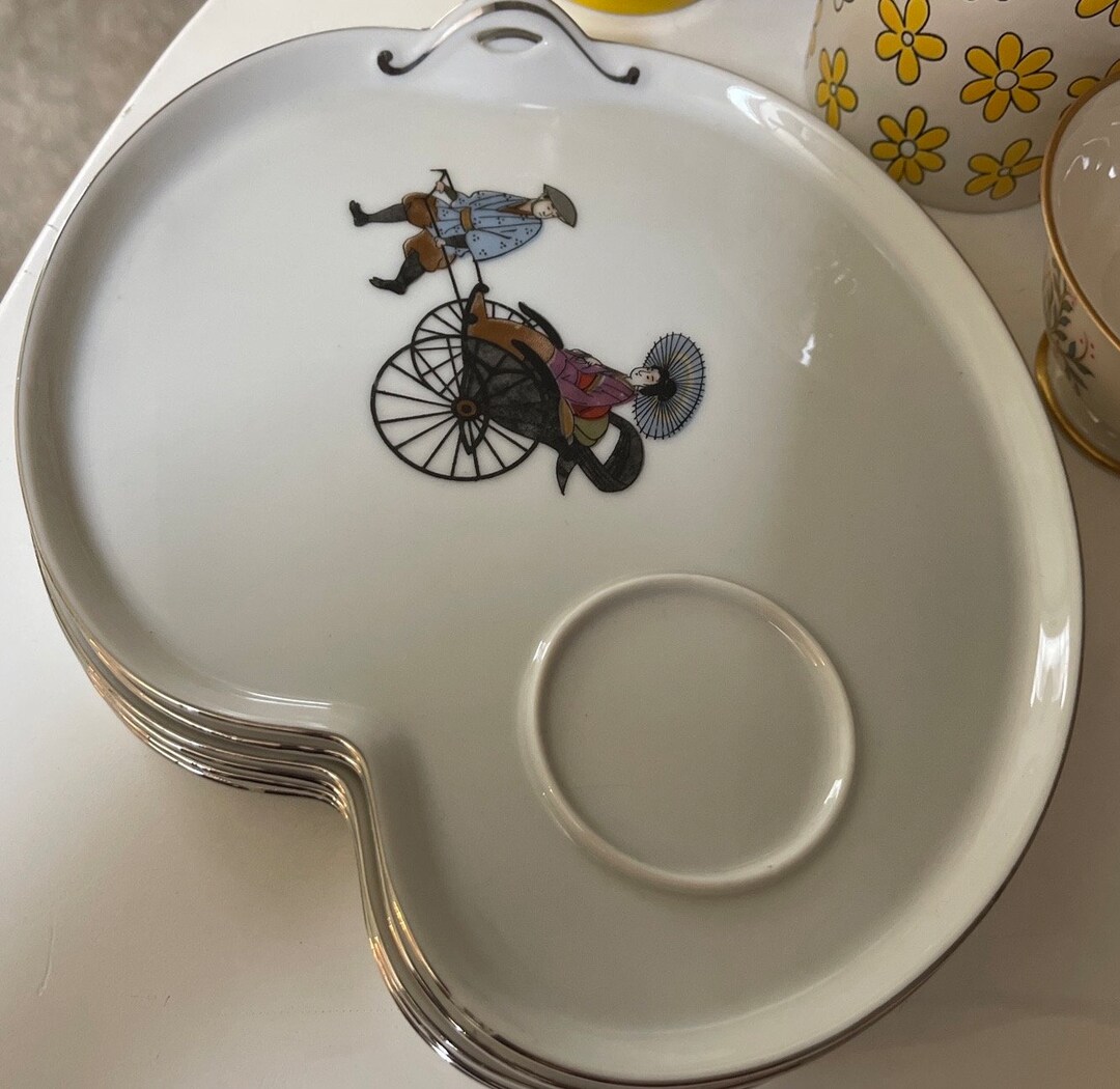 Set of 6 VTG ARITA Japan Rickshaw/parasol Tea Snack Plates Mid - Etsy