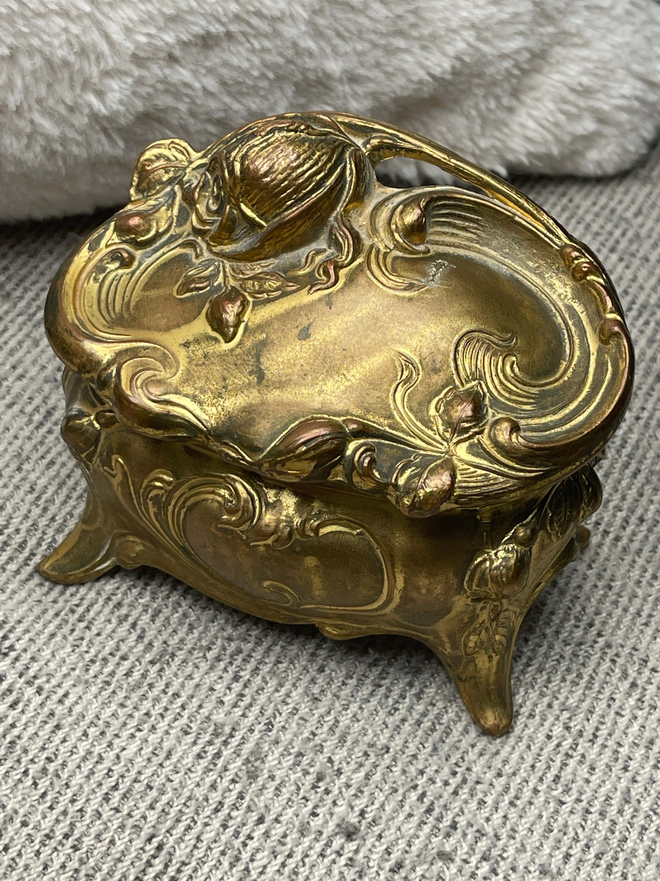 Antique Victorian Golden Art Nouveau Vermeil Jewelry Box 5X - Etsy