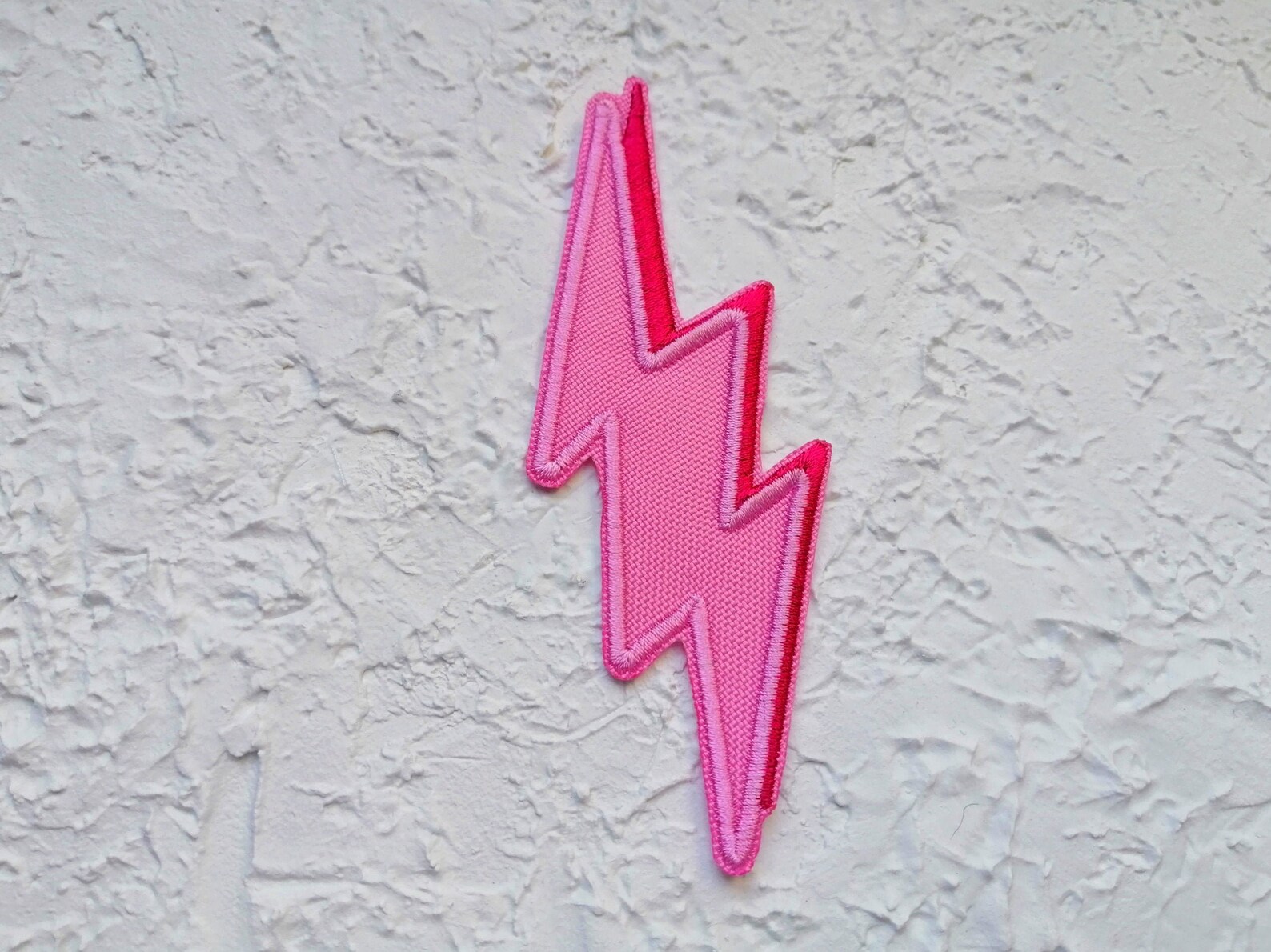 Preppy Pink Lightning Bolt Patch. Large Embroidered Iron on - Etsy UK