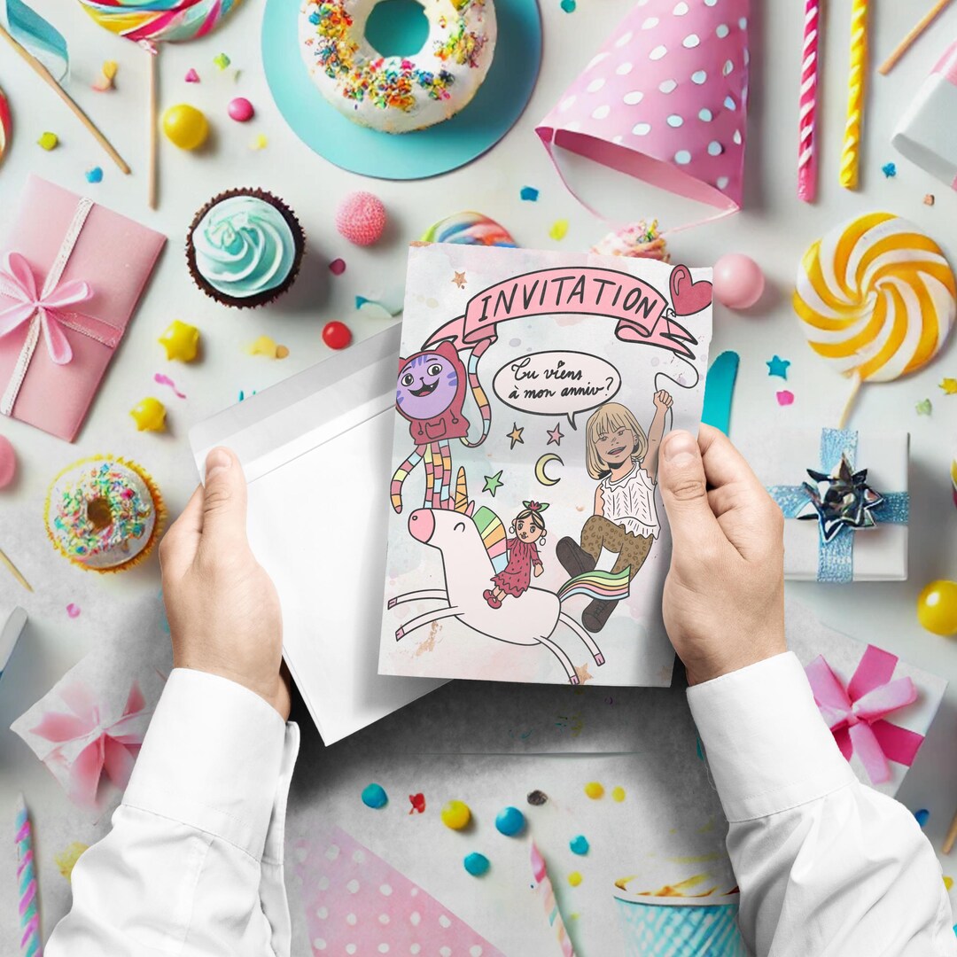 Personalized Birthday Invitation • Illustrative Style, Handwritten Text ...