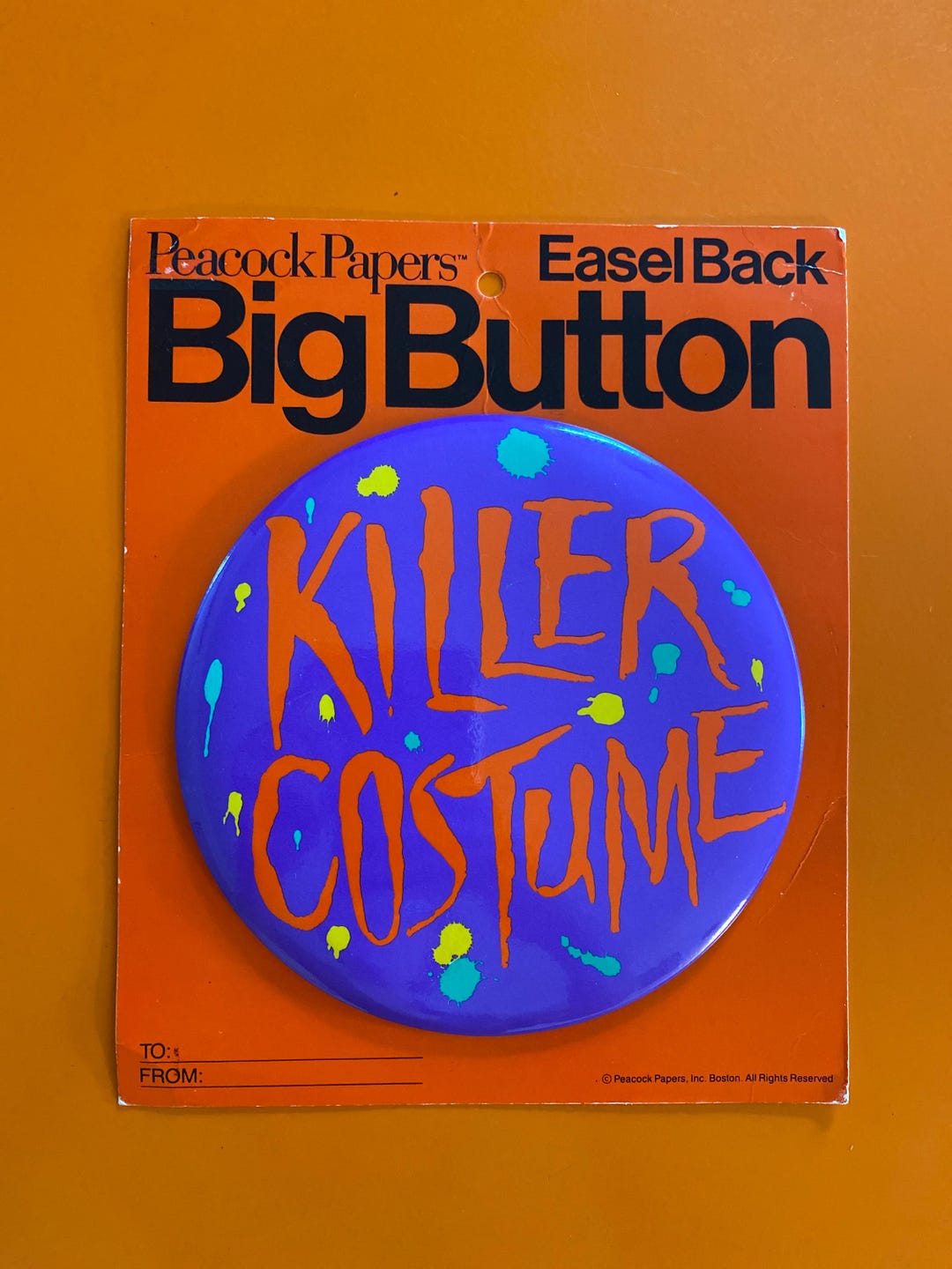 Vintage Halloween Best “killer” Costume Party Big Button Prize Award ...