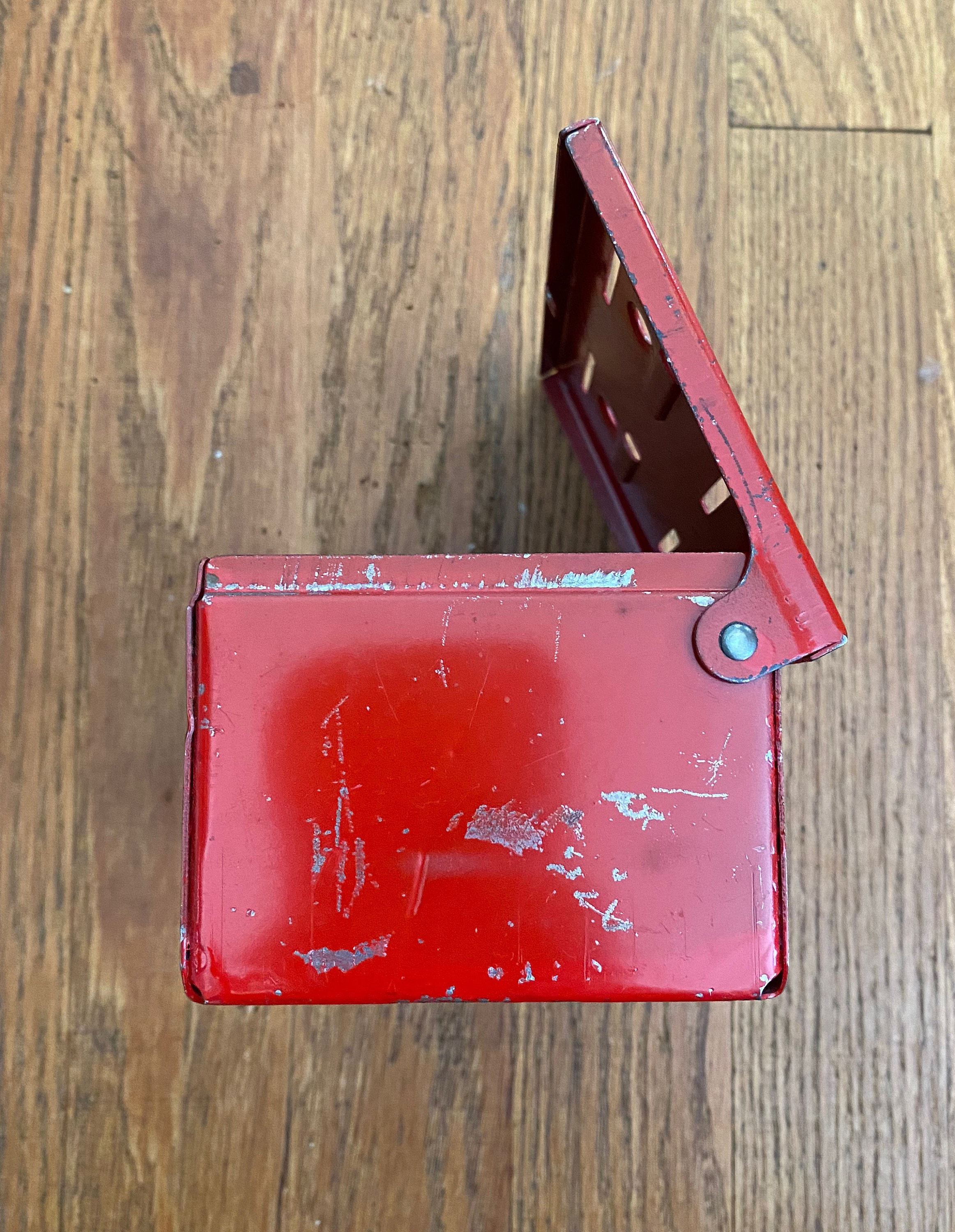 Vintage Budget Bank by Louis Marx & Co. Red Metal Tin Coin Box Hinged ...