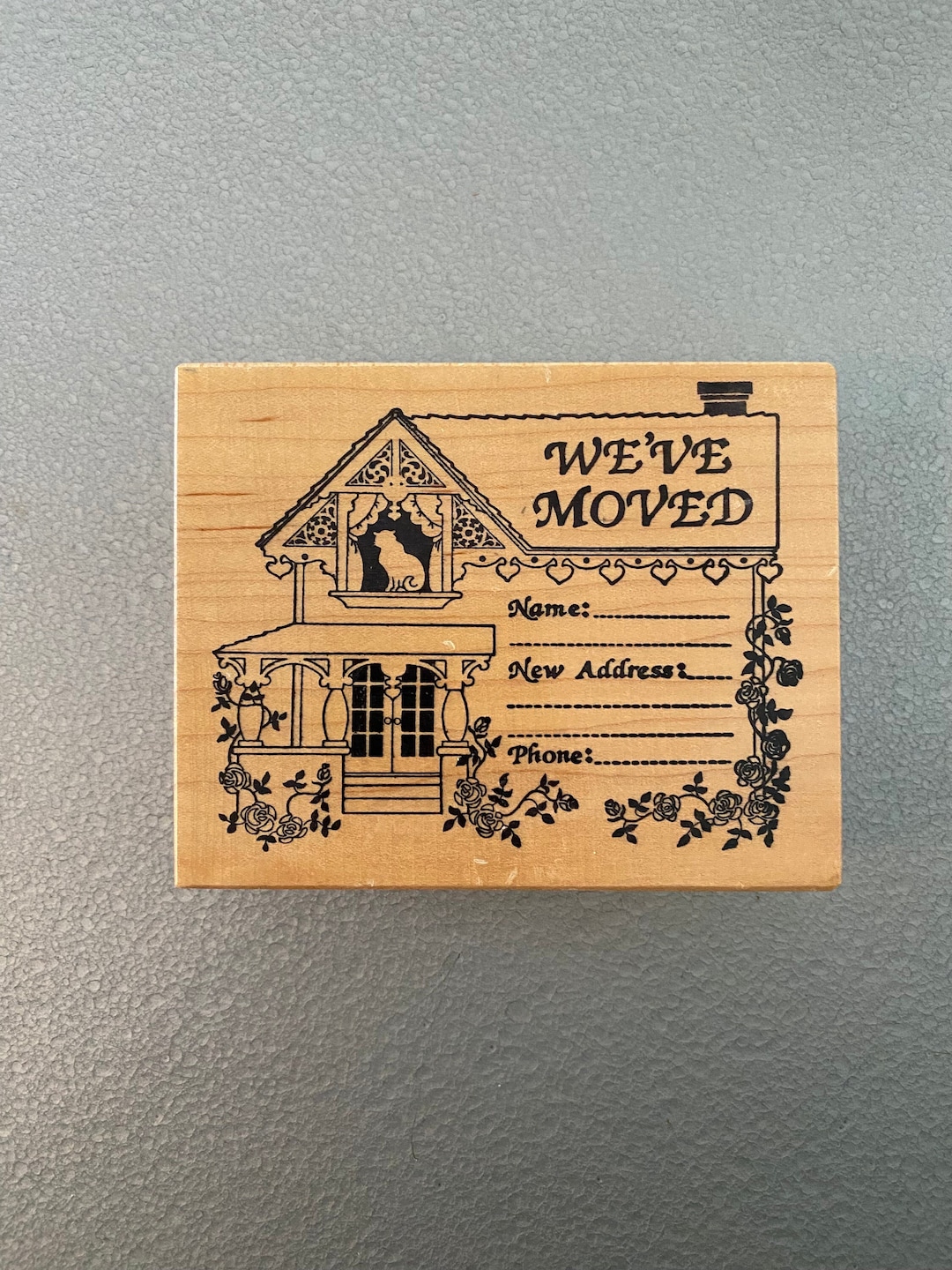 Vintage New 90s Rubber Art Stamp - We’ve Moved - New Home - Change of ...