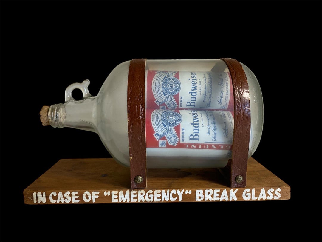 Vintage Budweiser USA “in Case of Emergency Break Glass” Beer Home Bar ...