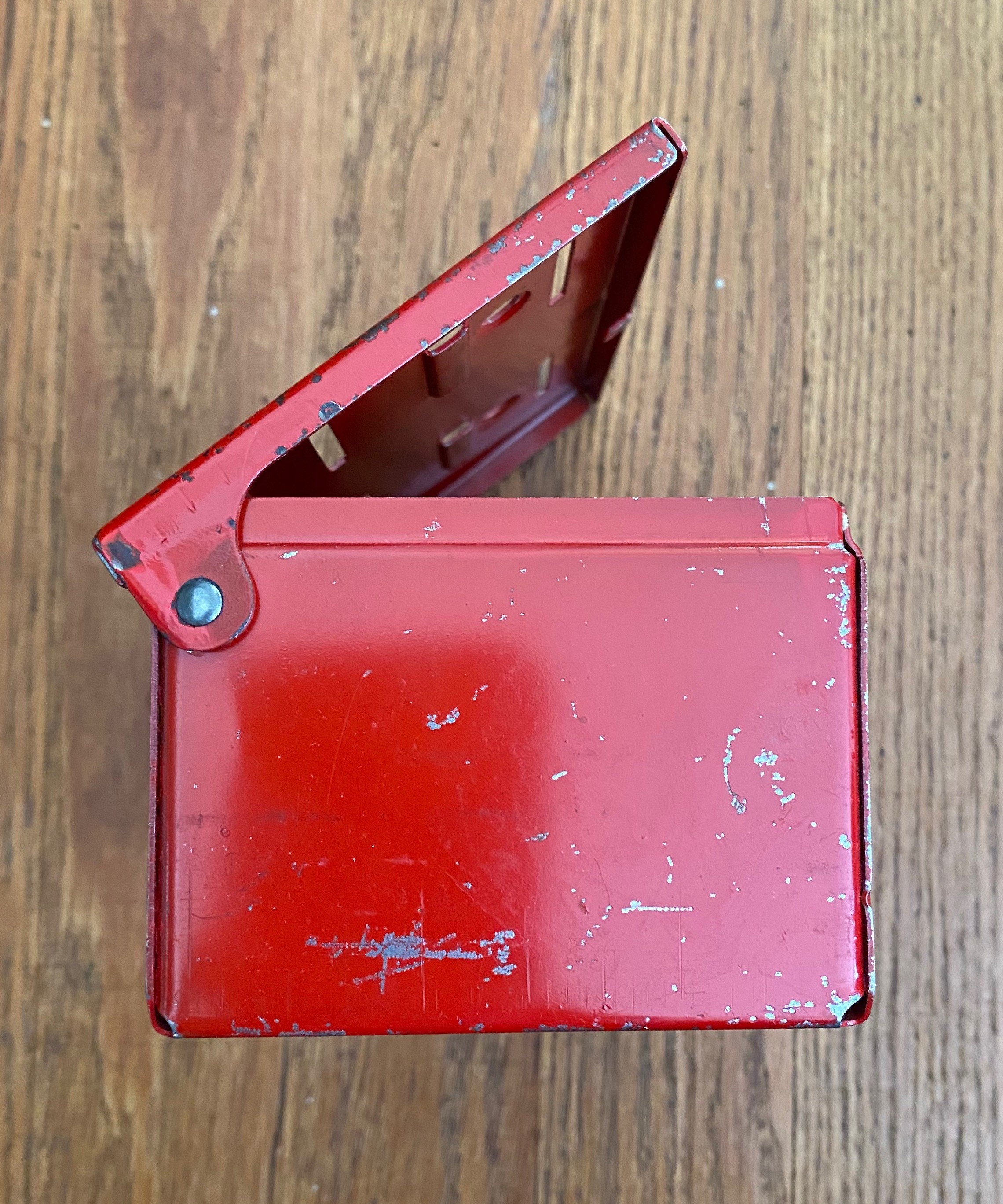 Vintage Budget Bank by Louis Marx & Co. Red Metal Tin Coin Box Hinged ...