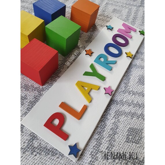 Playroom sign childrens playroom door sign kids colourful | Etsy