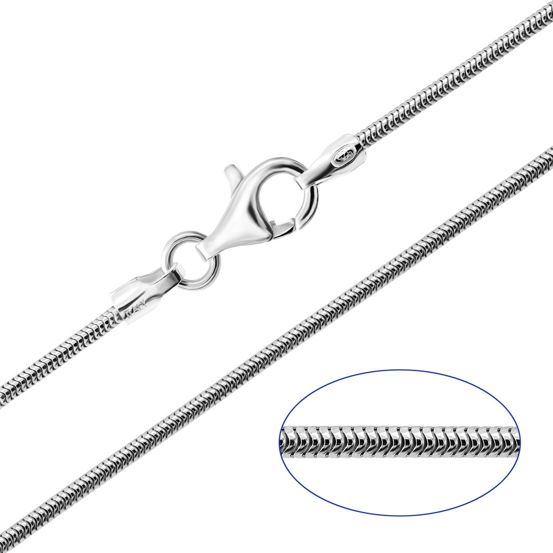 925 Sterling Silver Real Snake 1.2mm Chain Necklace 14 16 18 20 22 24 ...