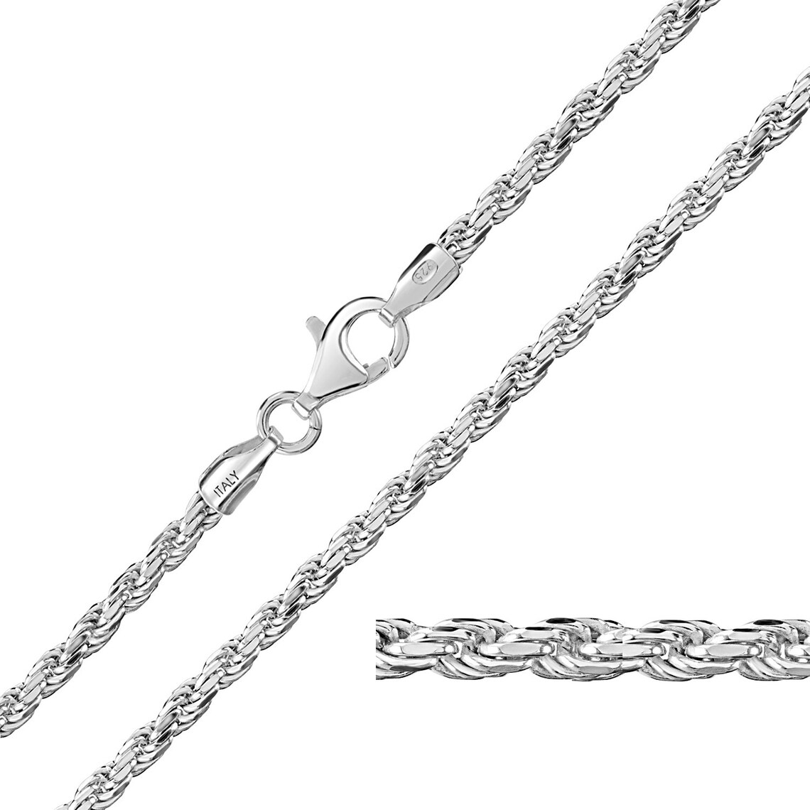 925 Sterling Silver Rope 1.8mm Chain Necklace 18 20 22 24 26 - Etsy