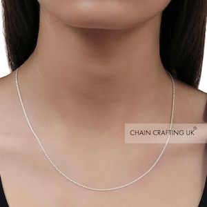 925 Sterling Silver Rope 1.2mm Chain Necklace 16 18 20 22 24 26 28 30 ...