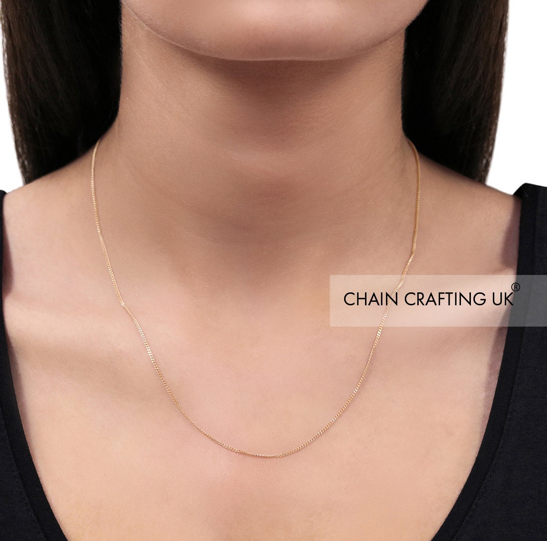 9ct Rose Gold Plated 925 Sterling Silver Curb 1.2mm Chain - Etsy