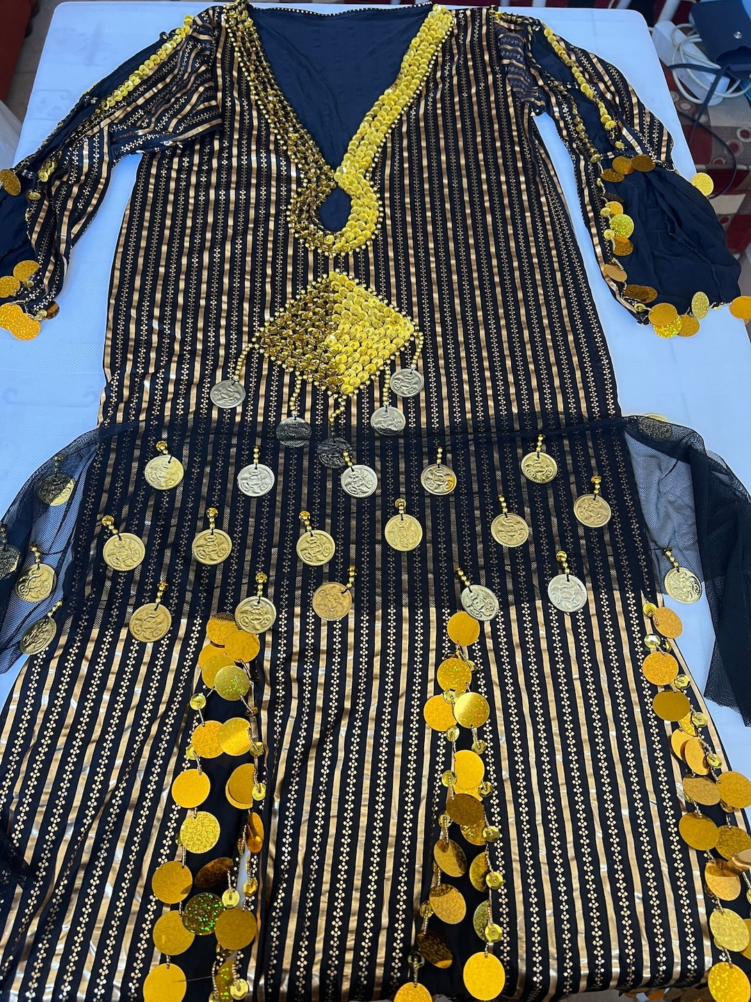 Egyptian Belly Dance Dress, Handmade Stitched Women Dance Galabia ...