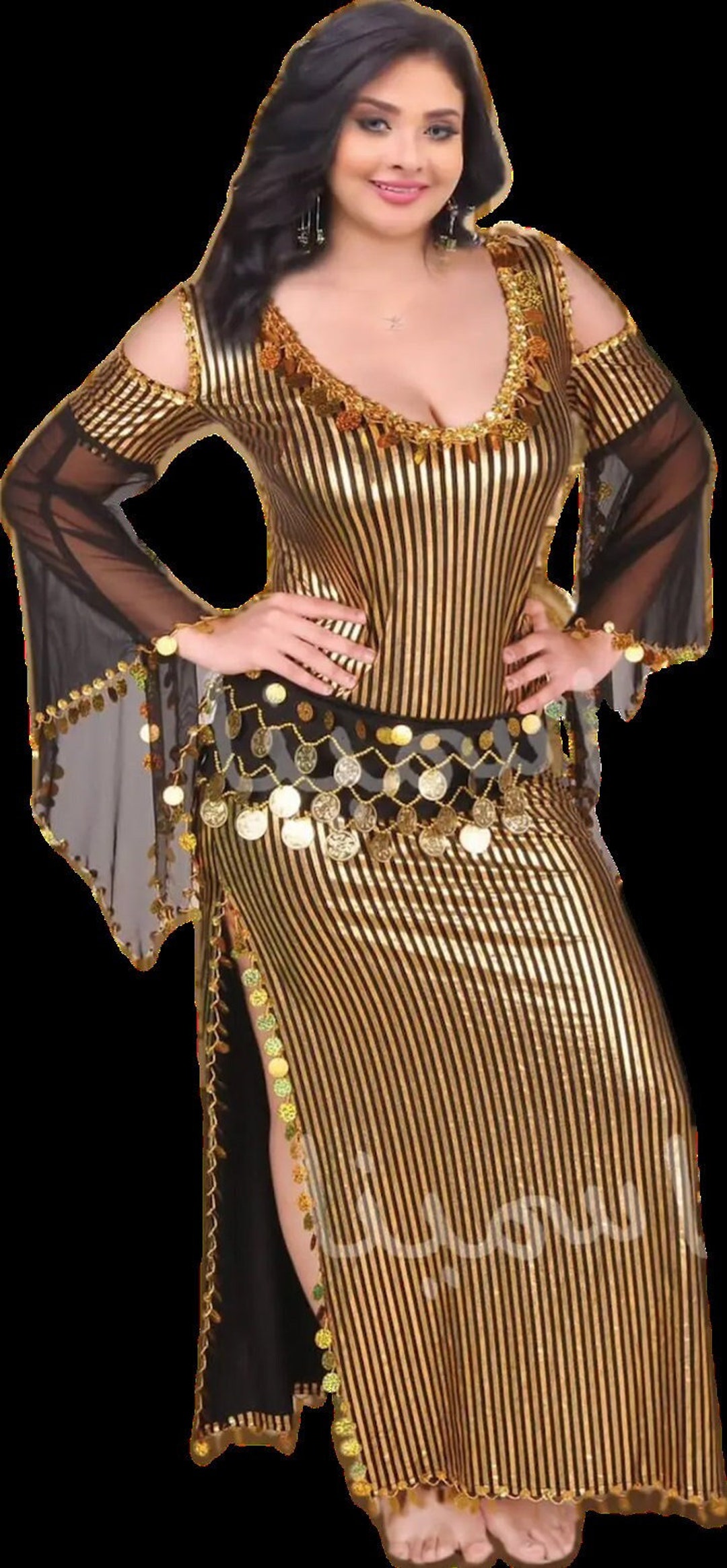 Egyptian Belly Dance Dress, Oriental Dance Outfit Including Hip Scarf ...