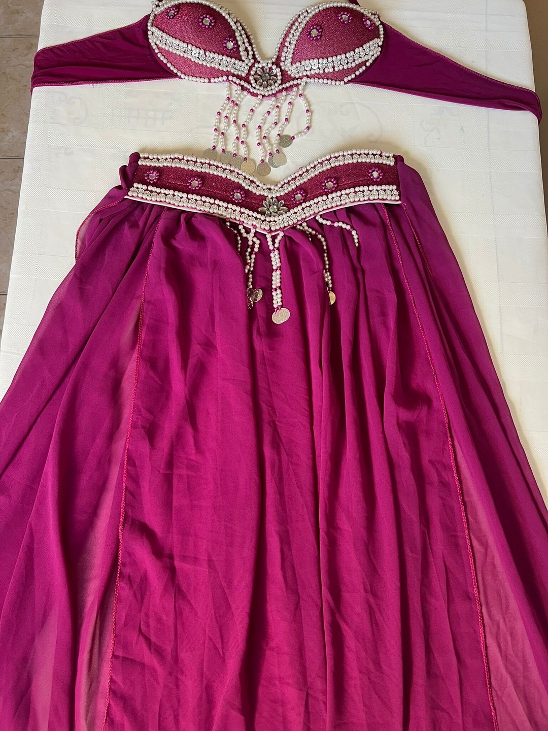 Egyptian Sexy Purple Belly Dance Costume, Handmade Belly Dance Dress ...