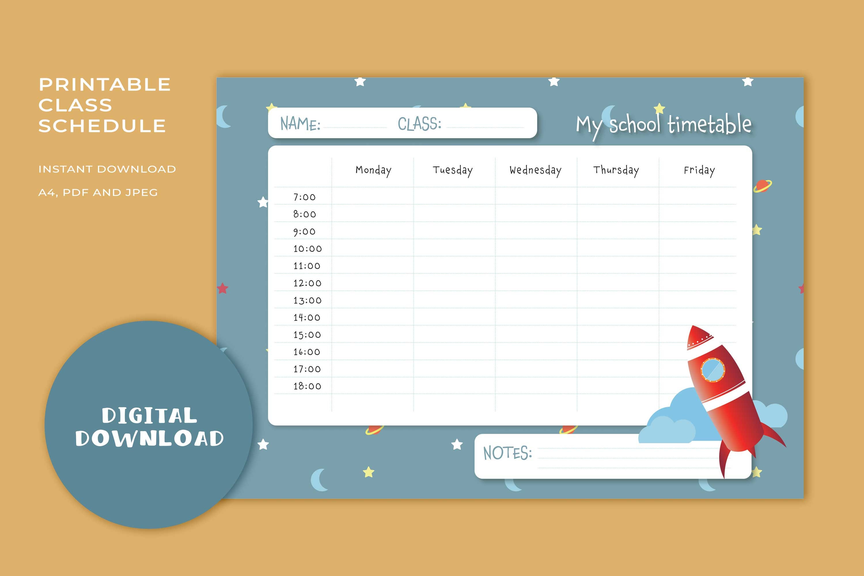 Printable Back to School Weekly Schedule Printable Class - Etsy