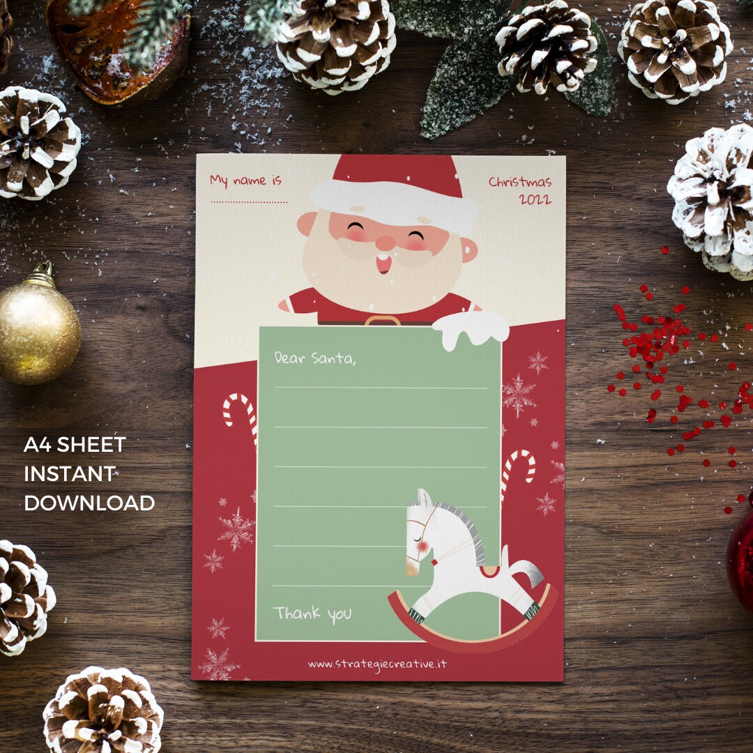 A4 Printable Letter to Santa Claus INSTANT DOWNLOAD, Translation Into ...