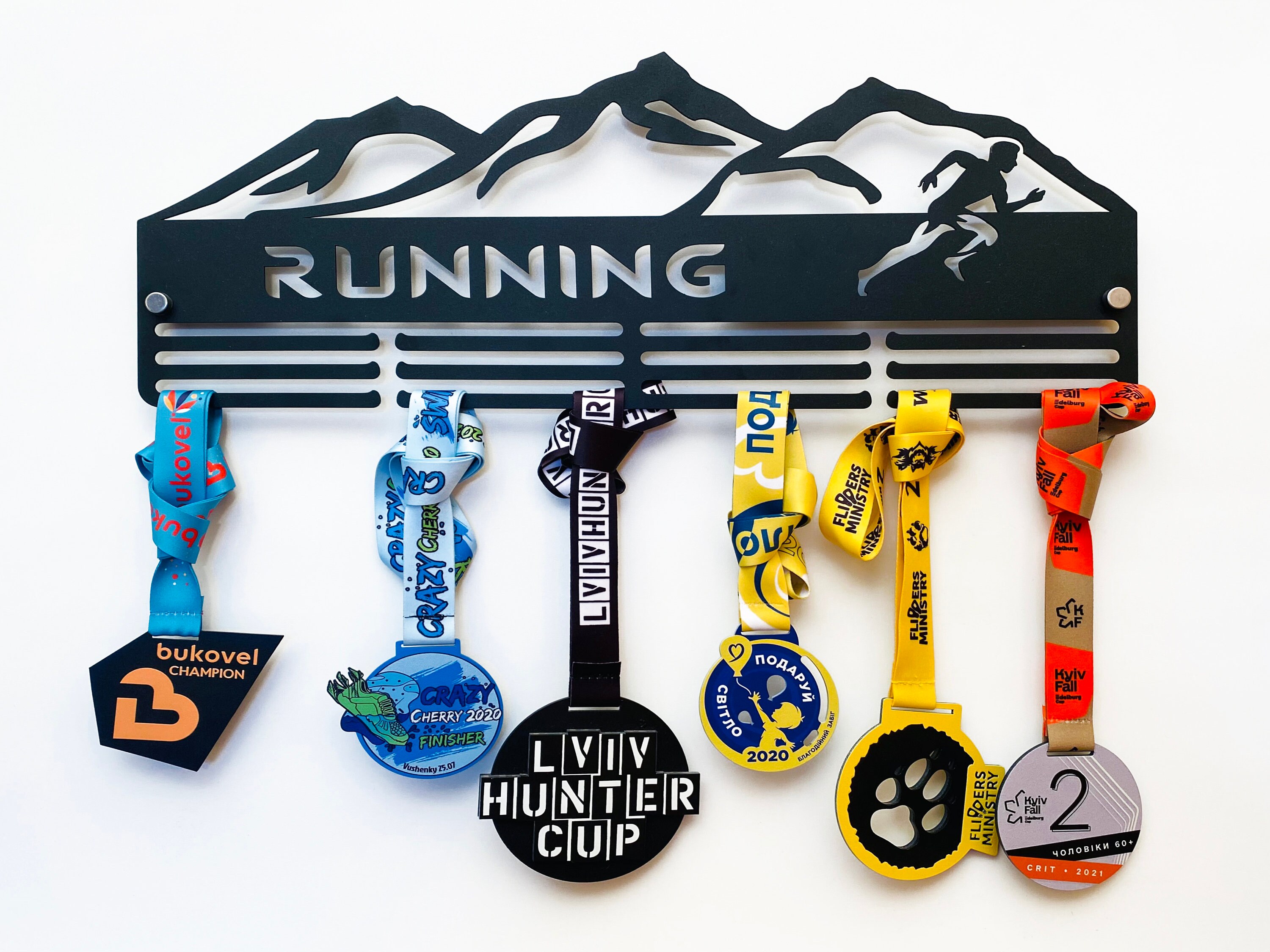 Personalized Runner's Medal Rack, Customized Metal Medal Hanger Run ...